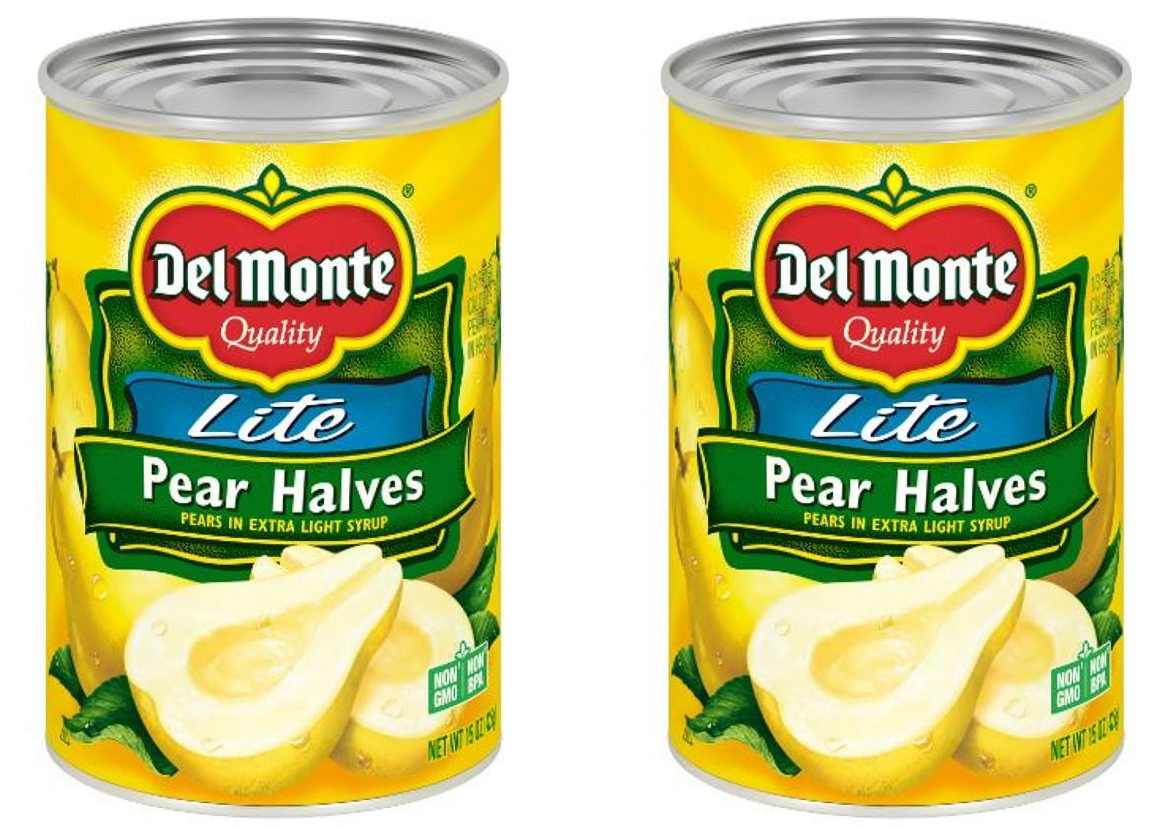 Del Monte Lite Bartlett Pear Halves in Extra Light Syrup, 15 oz. Can ...