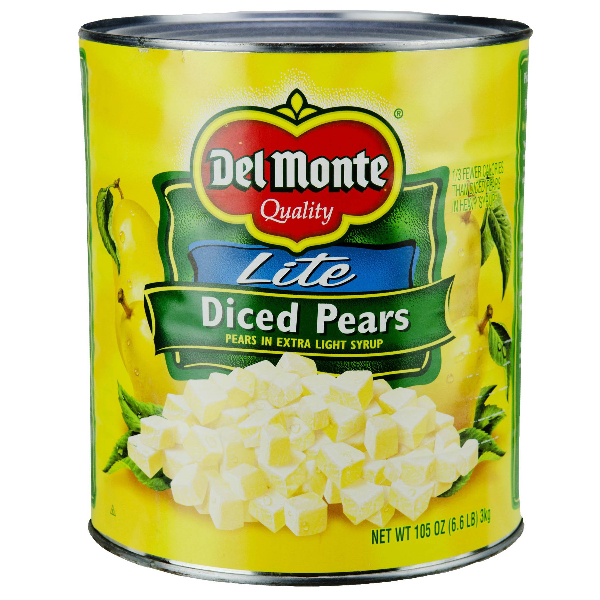 Del Monte, Lite Diced Pears, Extra Light Syrup, 105 oz, Canned Fruit ...