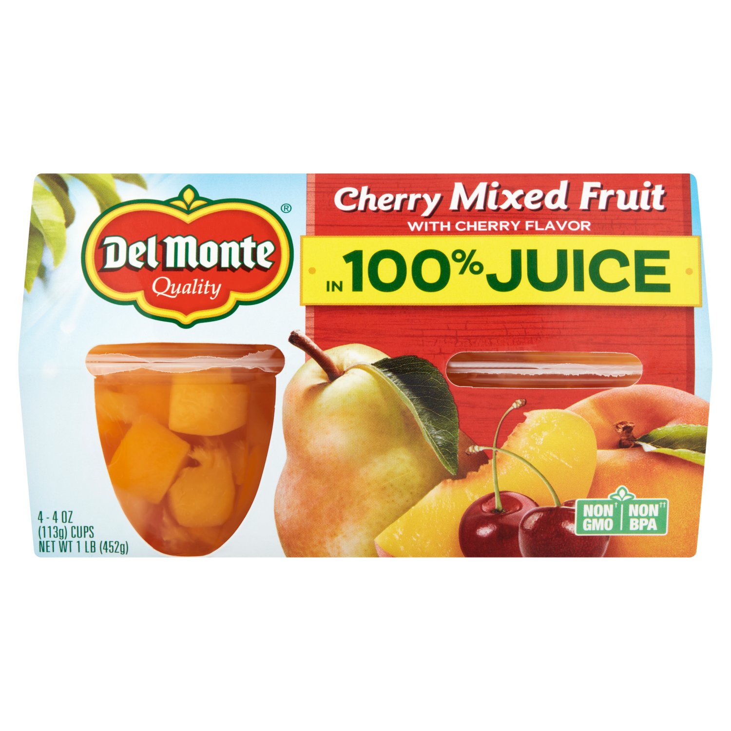 Del Monte Mixed Fruit In Light Syrup Cherry Cups 16 oz Package May Vary ...