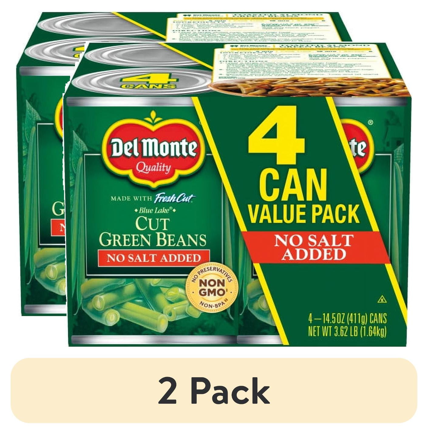 (2 pack) Del Monte No Salt Added Fresh Cut Blue Lake Cut Green Beans ...