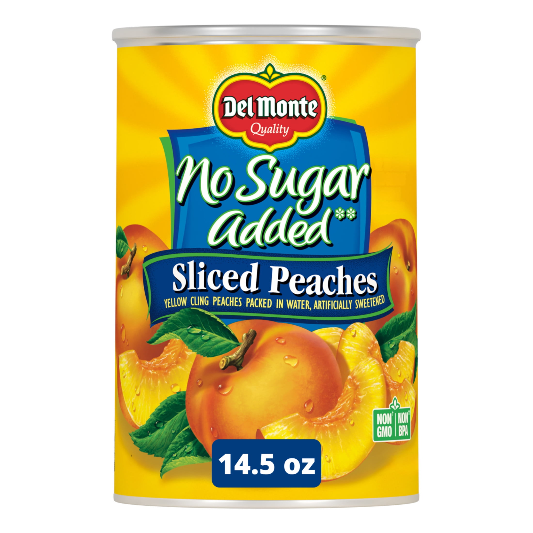 Del Monte No Sugar Added Sliced Peaches Canned Fruit 14.5 oz Can (Pack ...