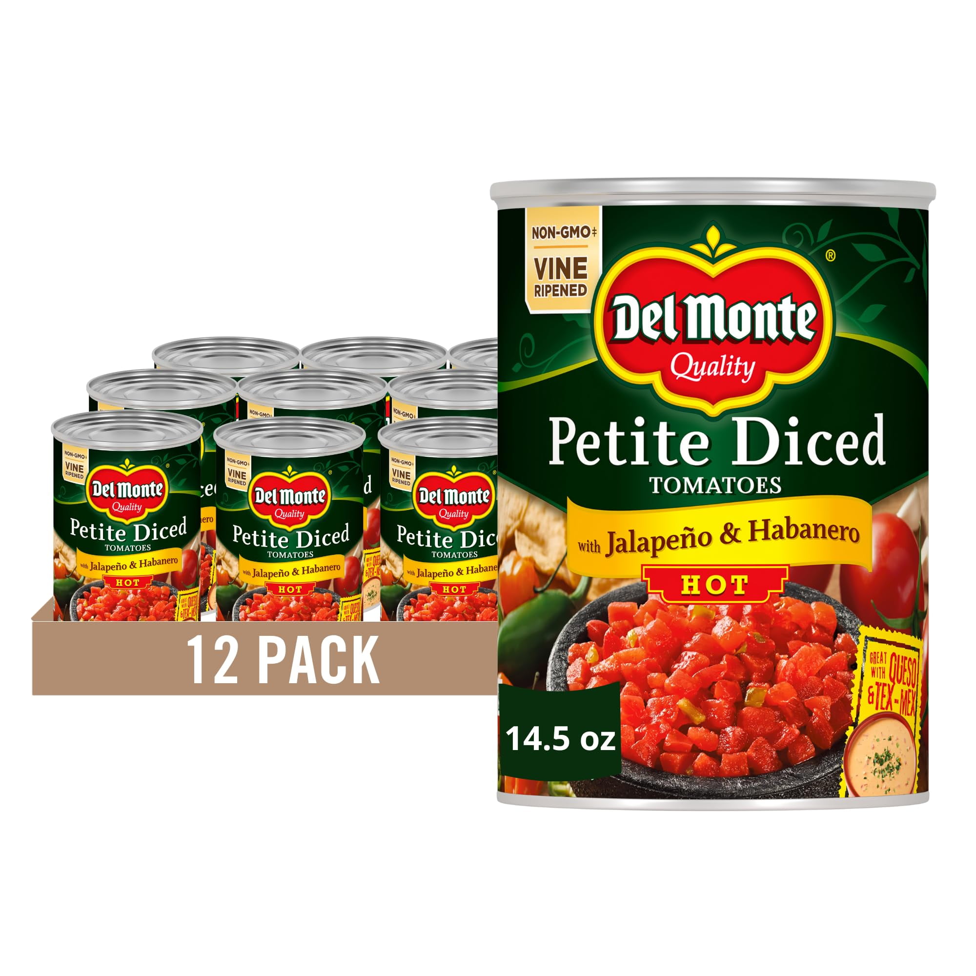 Del Monte Petite Canned Hot Diced Tomatoes with Jalapeno and Habanero ...
