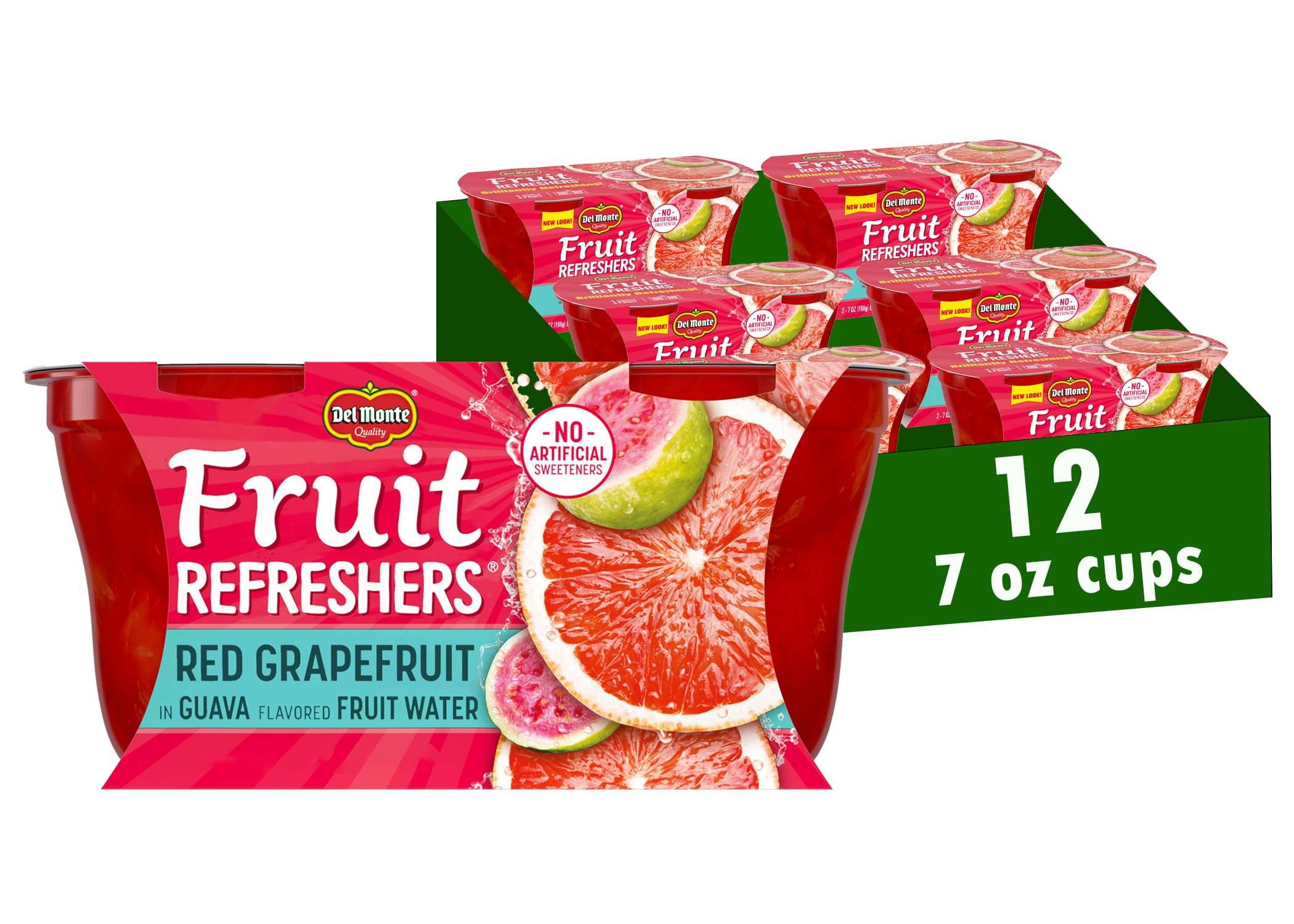 Del Monte Non-GMO Red Grapefruit in Guava Juice Cups, 7 oz (Pack of 12 ...