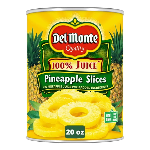 Del Monte Sliced Pineapple in Juice, 20 Oz, 12 Units - Wholesale Pack ...
