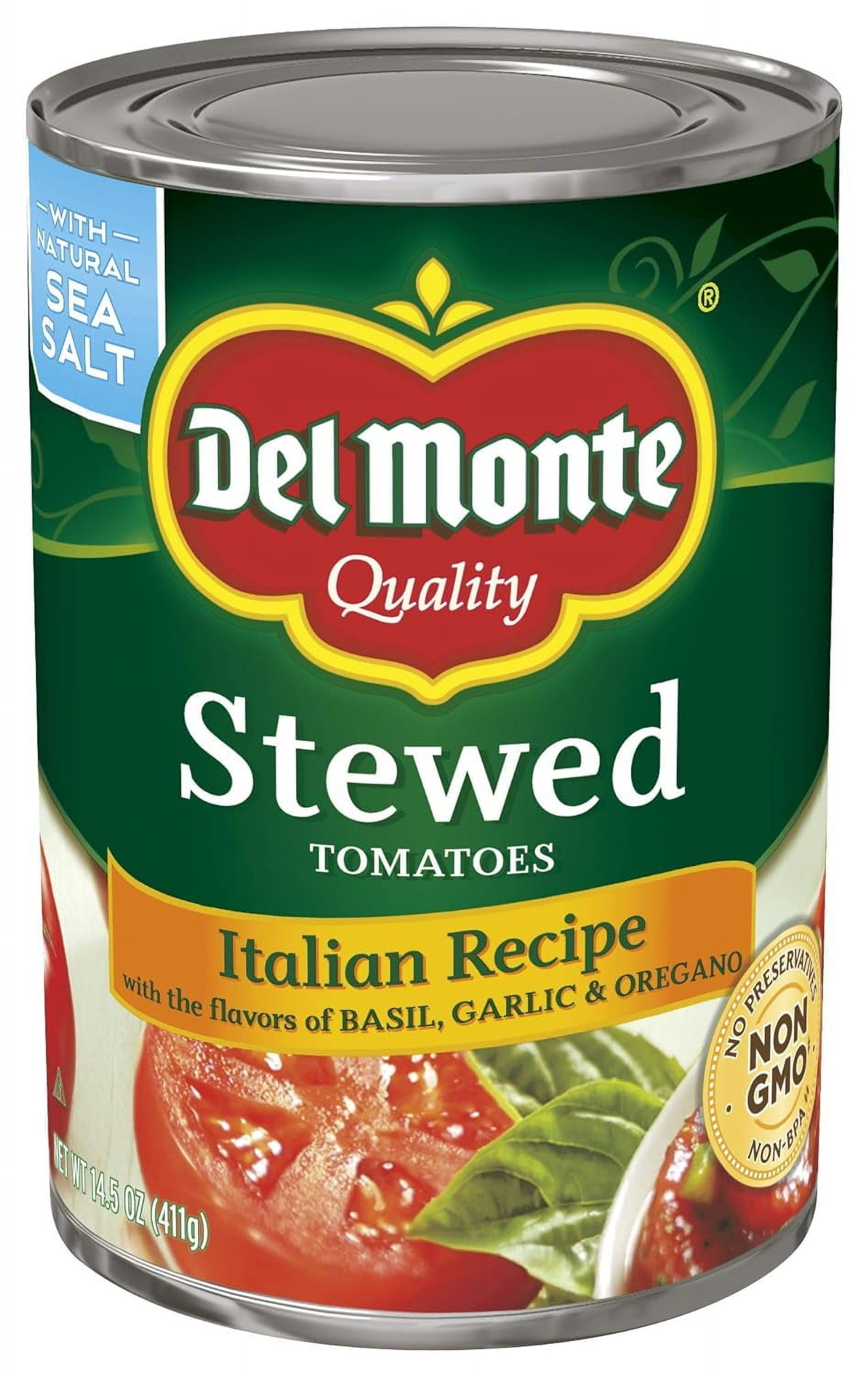 Del Monte Stewed Tomatoes with Basil, Garlic and Oregano, 14.5 Oz Can ...