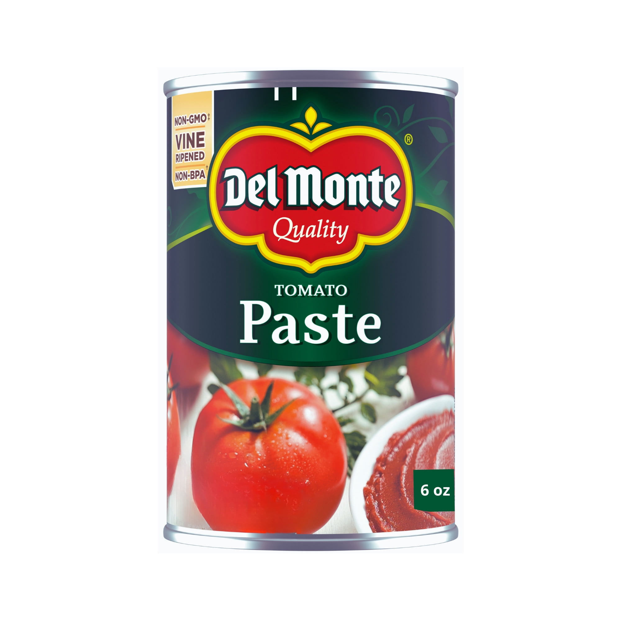 Del Monte Pure Tomato Paste Sauce, 6 oz Can, Non-GMO, Vine Ripened, No ...