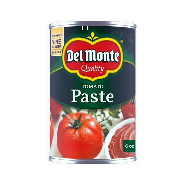 Del Monte Pure Tomato Paste Sauce, 6 oz Can, Non-GMO, Vine Ripened, No ...