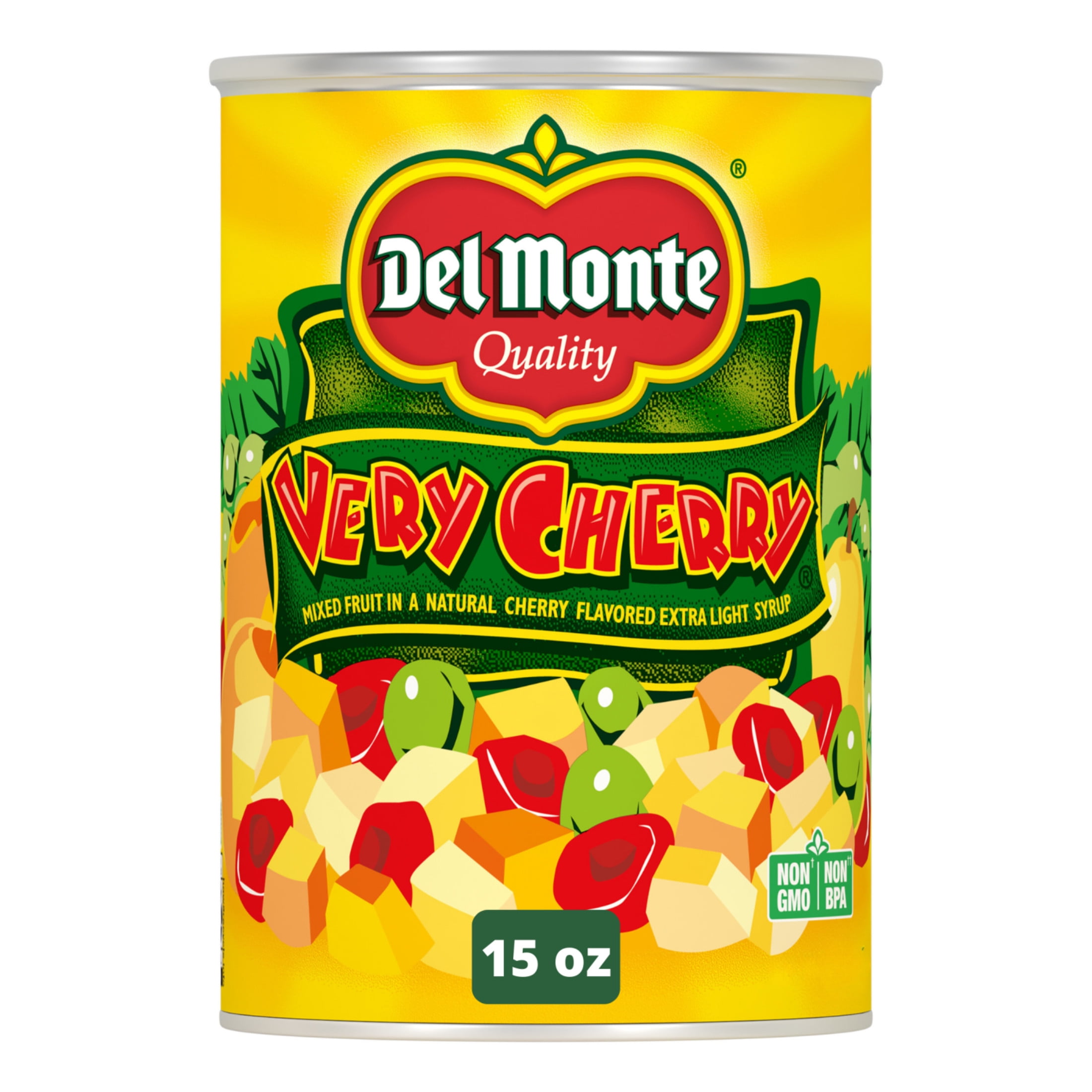 Del Monte Very Cherry Mixed Fruit in Extra Light Syrup Canned Fruit 15 ...