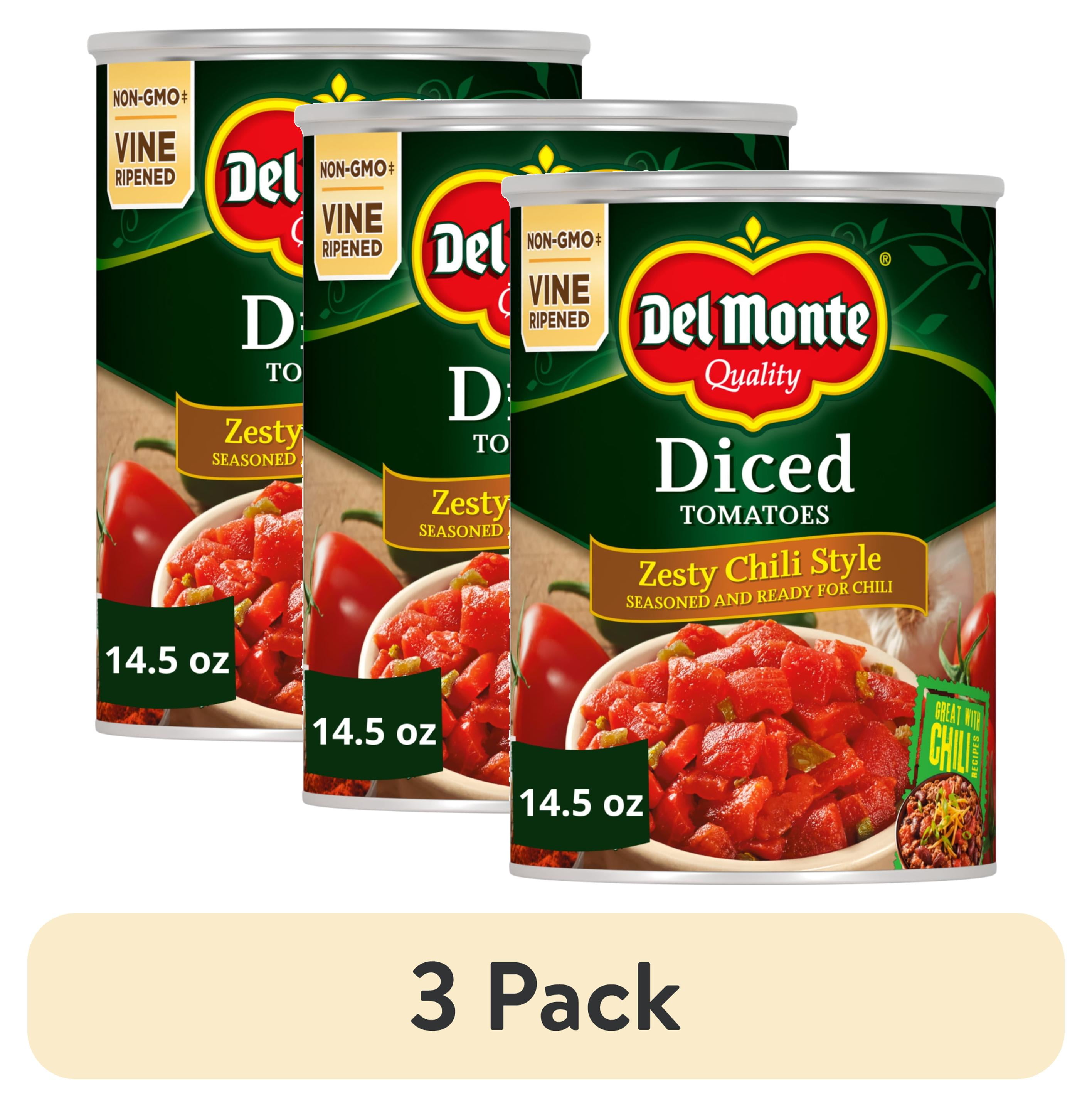 (3 pack) Del Monte Zesty Chili Style Diced Tomatoes, 14.5 oz Can ...