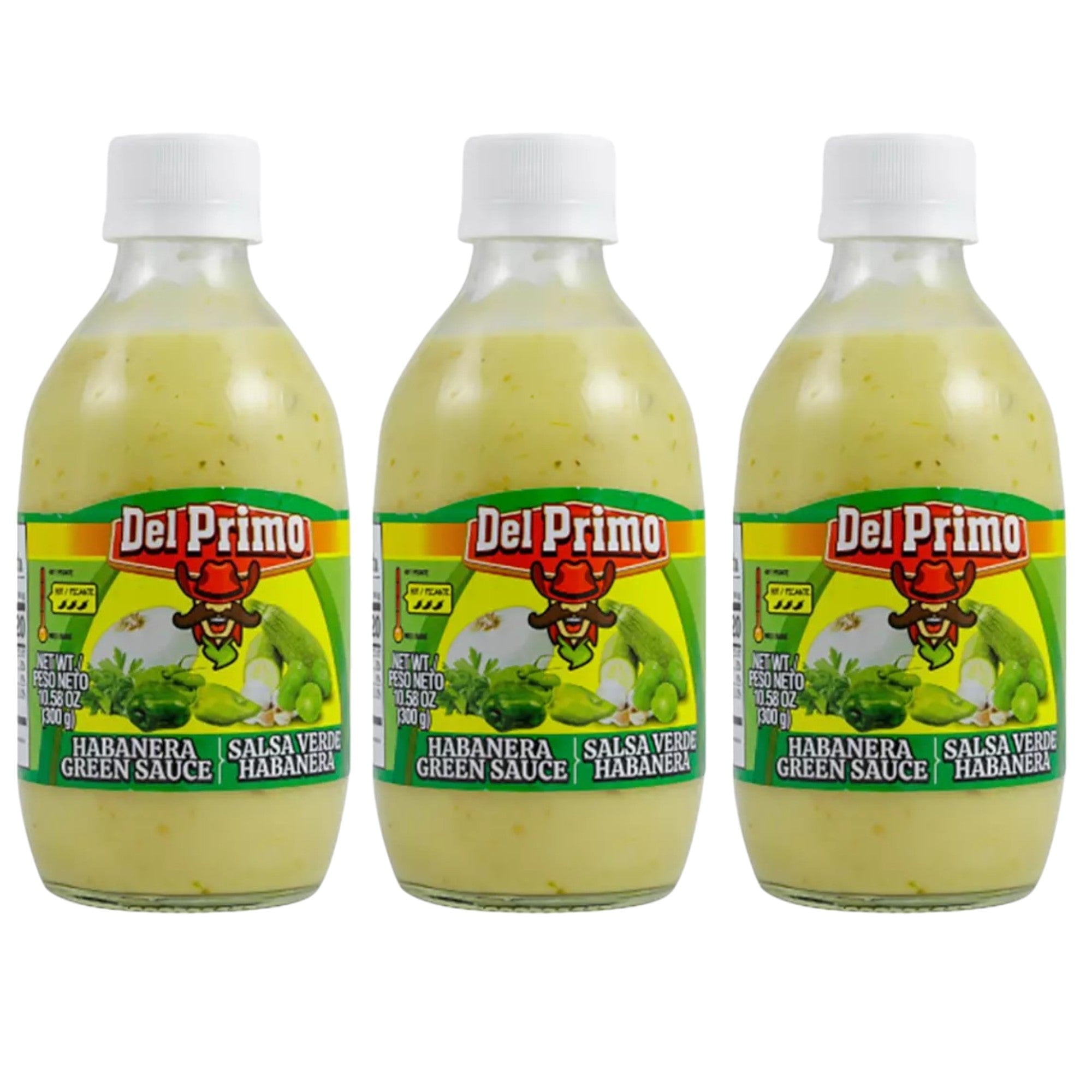 Del Primo Salsa Habanera Verde Habanero Green Sauce 10.5oz Bottle (Pack ...
