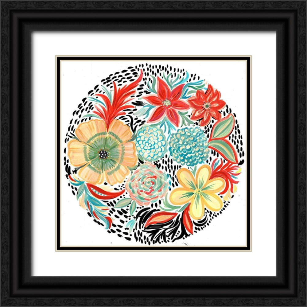 Del Sol, Ani 15x15 Black Ornate Wood Framed with Double Matting Museum ...