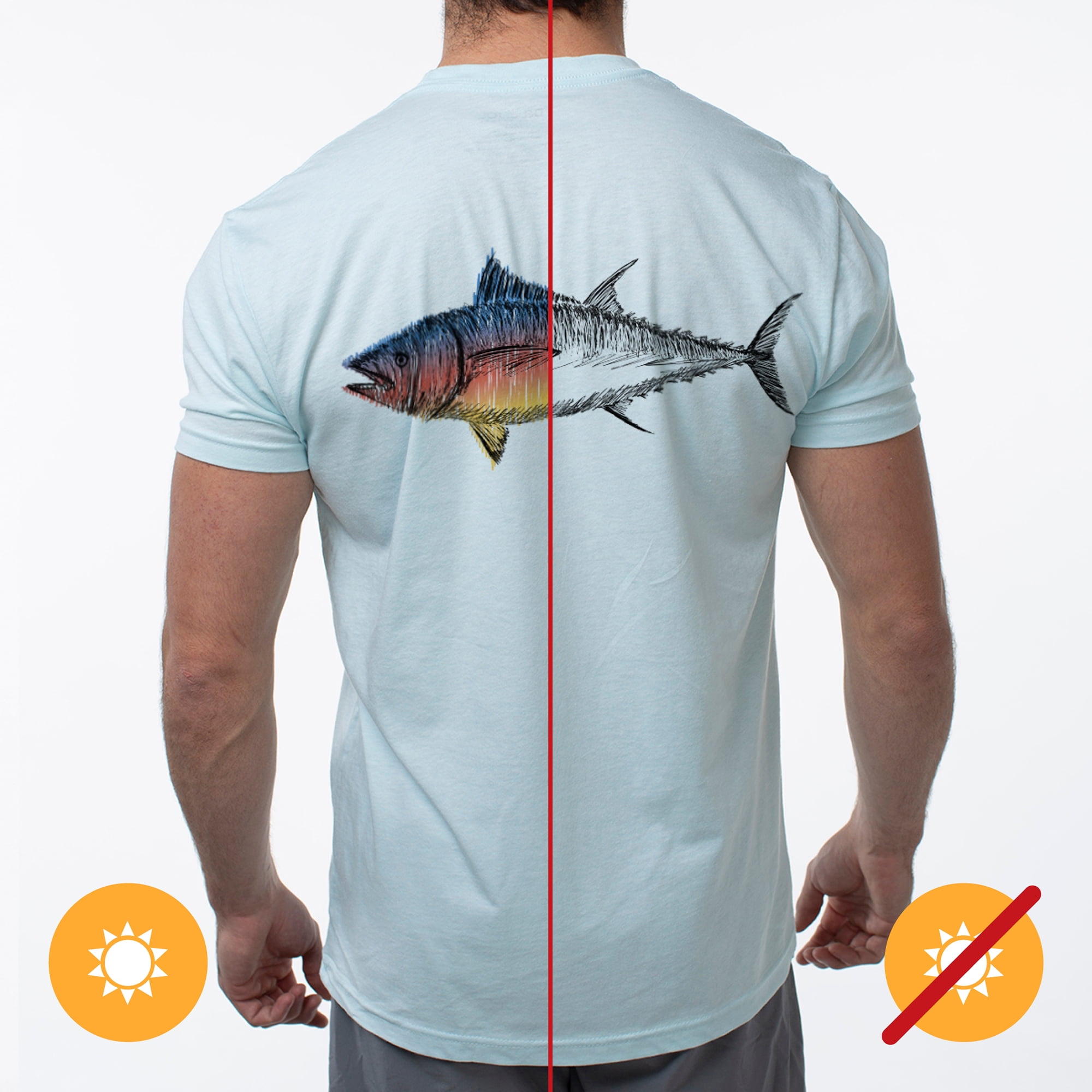 Men Classic Crew Tee - Big Fish-Ice Blue by DelSol for Men - 1 Pc T ...