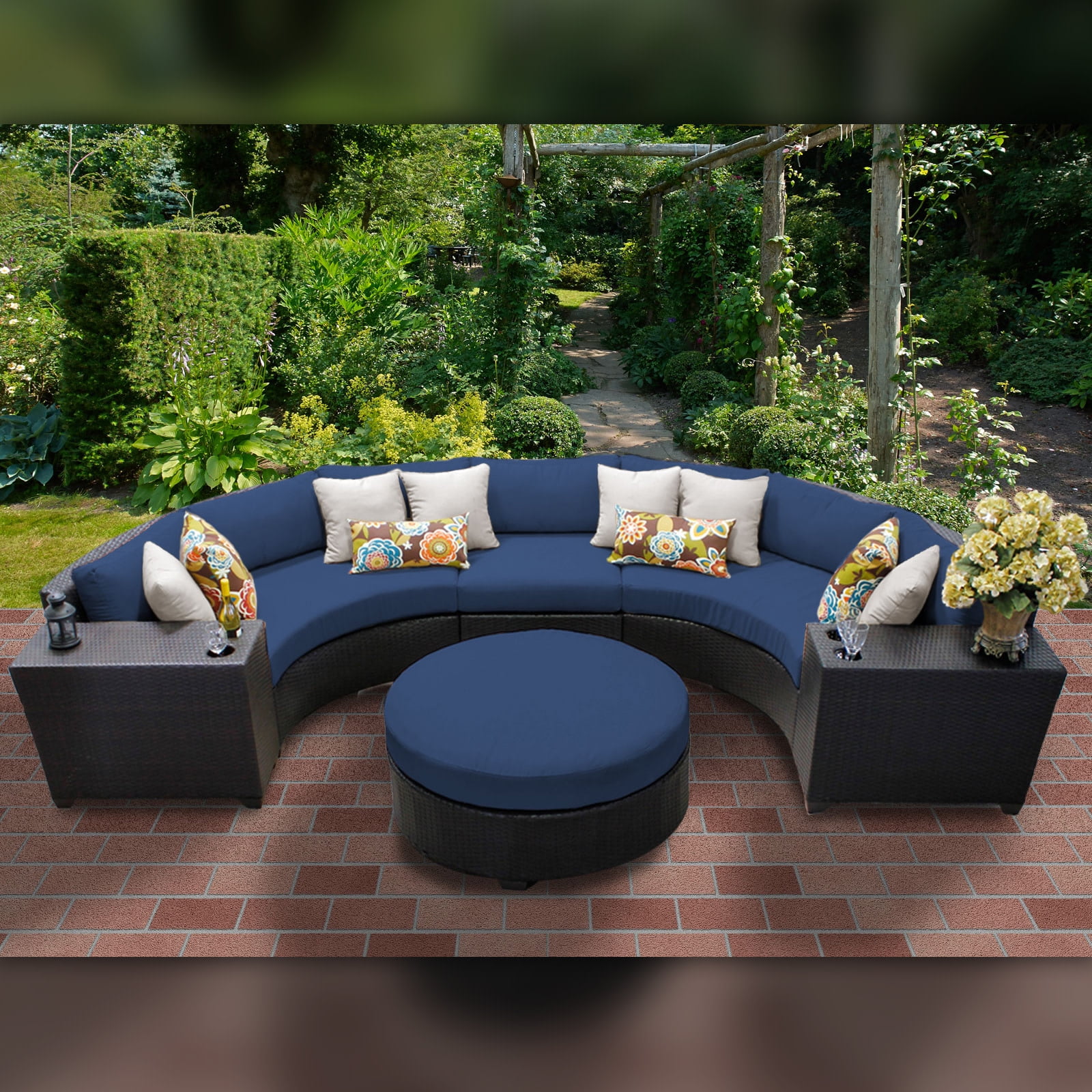 Delacora Barbados Outdoor Conversation Sets with Armless Sofa and Two ...