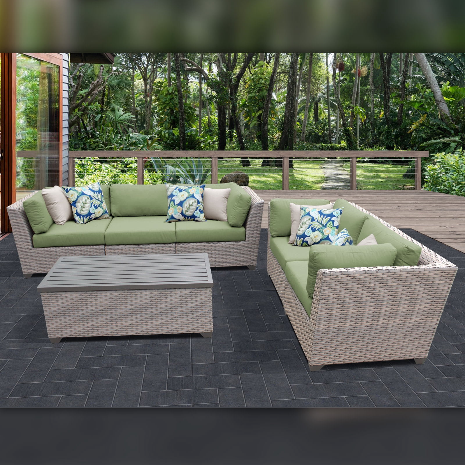 TK Classics Florence 6 Piece Outdoor Wicker Patio Furniture Set 06p ...