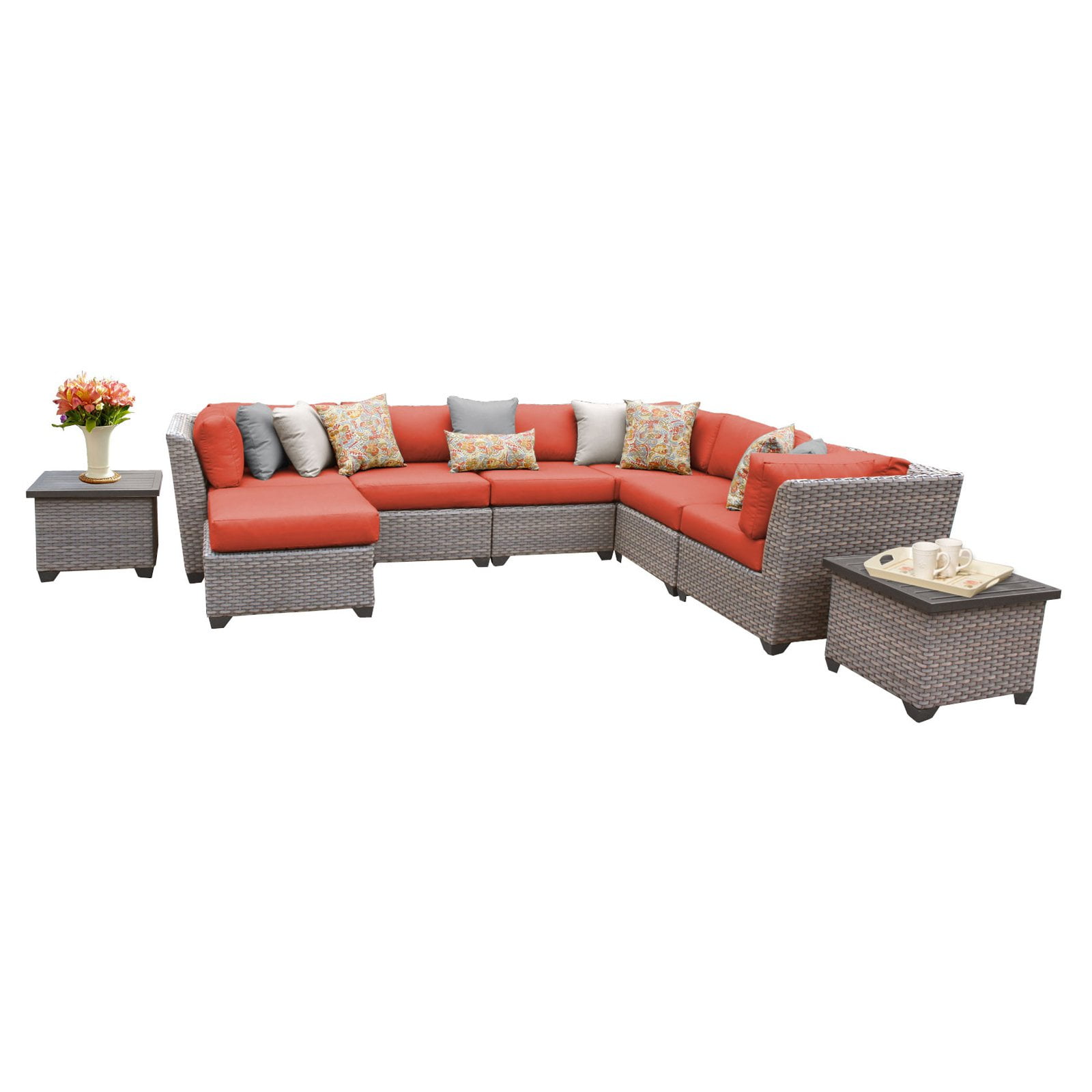 TK Classics FLORENCE-09c-TANGERINE 127 ft. Florence 9 Piece Outdoor ...