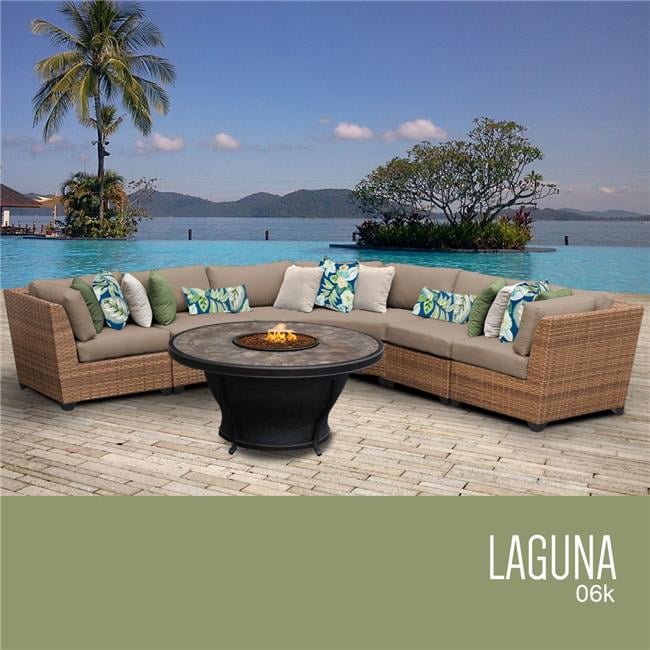 TK Classics LAGUNA-06k-WHEAT 154 ft. Laguna 6 Piece Outdoor Wicker ...