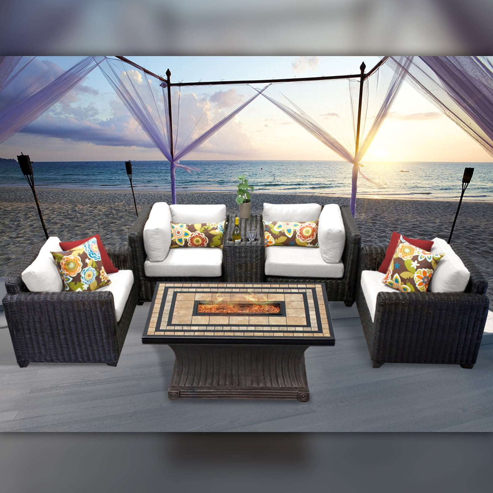 Delacora TKC-DPF-VEN06C Venice Outdoor 6 Piece Conversation Set - Walmart.com