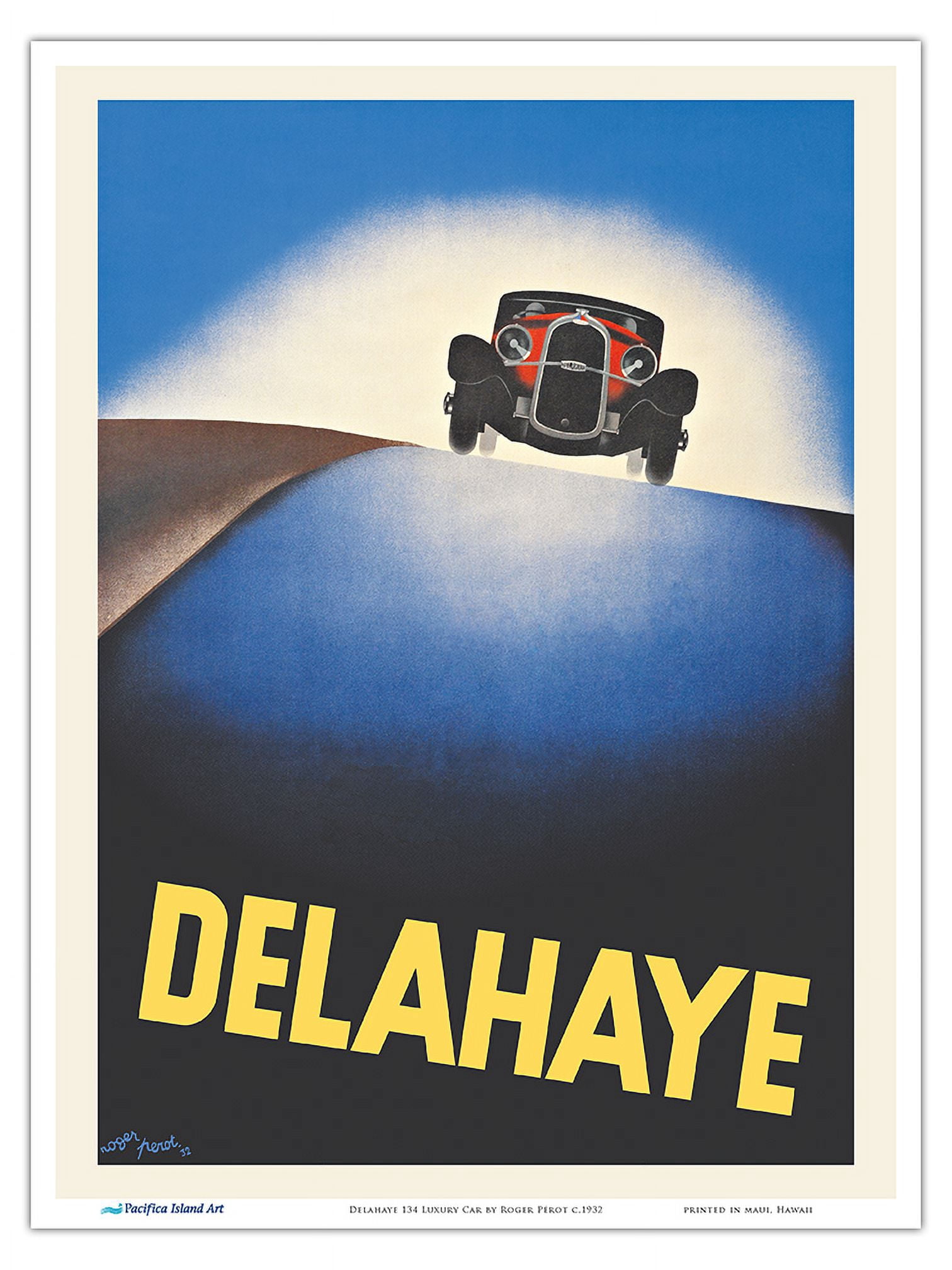 Delahaye 134 Luxury Car - Vintage Automobile Poster by Roger Pérot c ...