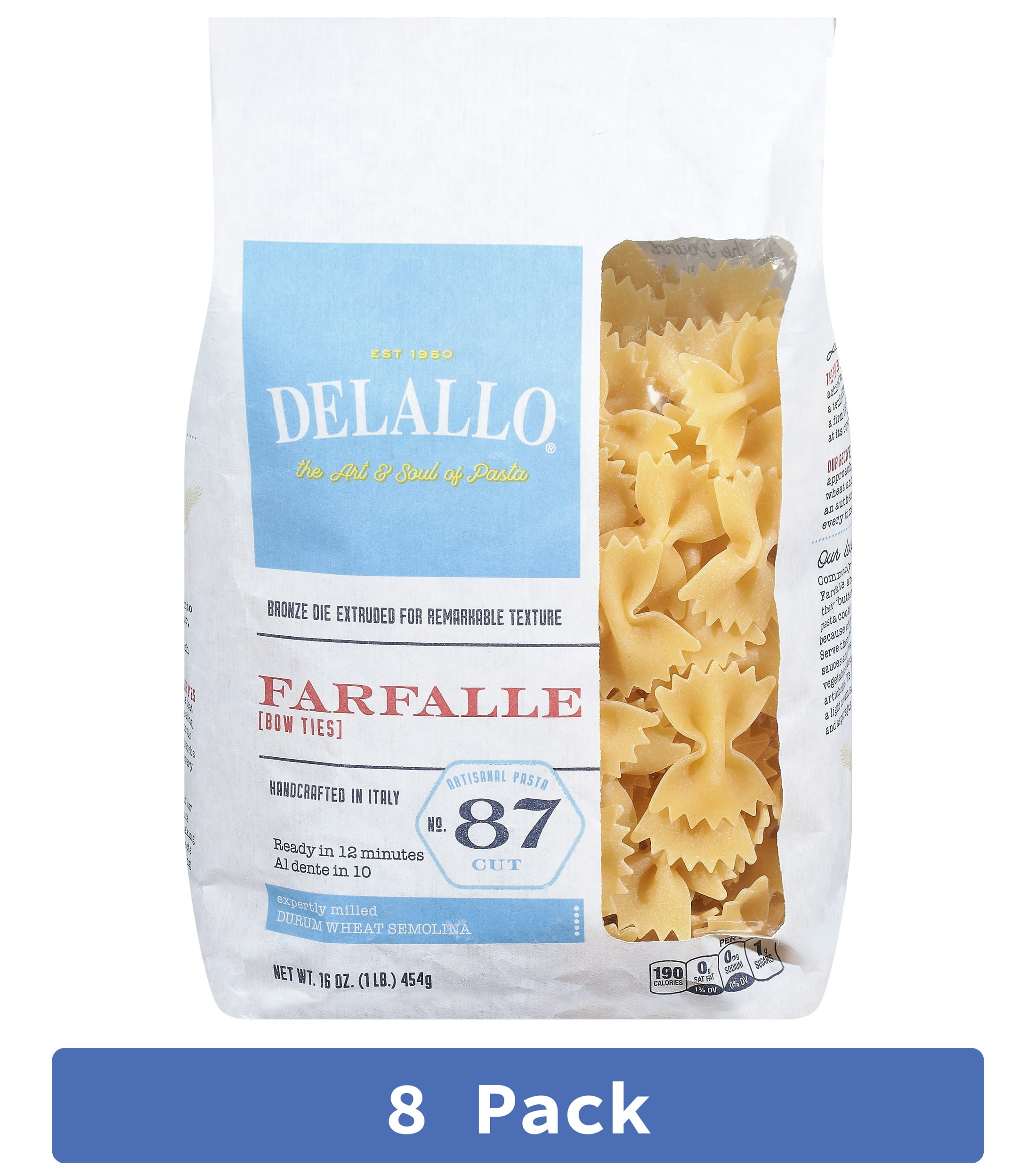 Delallo Farfalle #87 Pasta 16 oz (Pack Of 8) - Walmart.com