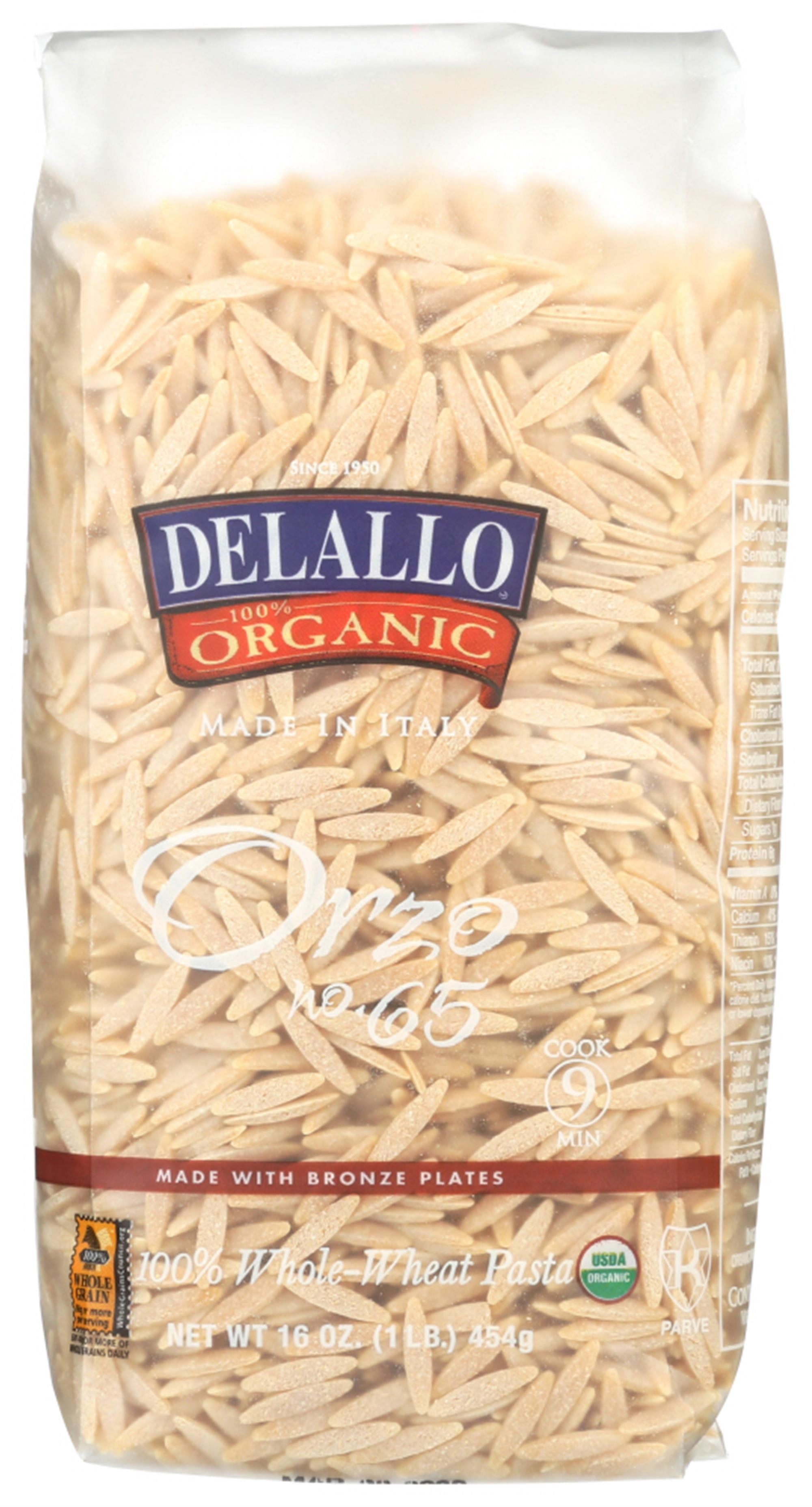 Delallo Italian Organic Whole Wheat Orzo Pasta, 16 Oz - Walmart.com