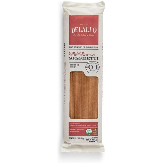 Delallo Organic Spaghetti Pasta Whole Wheat No.4 -- 1 lb Pack of 3 ...