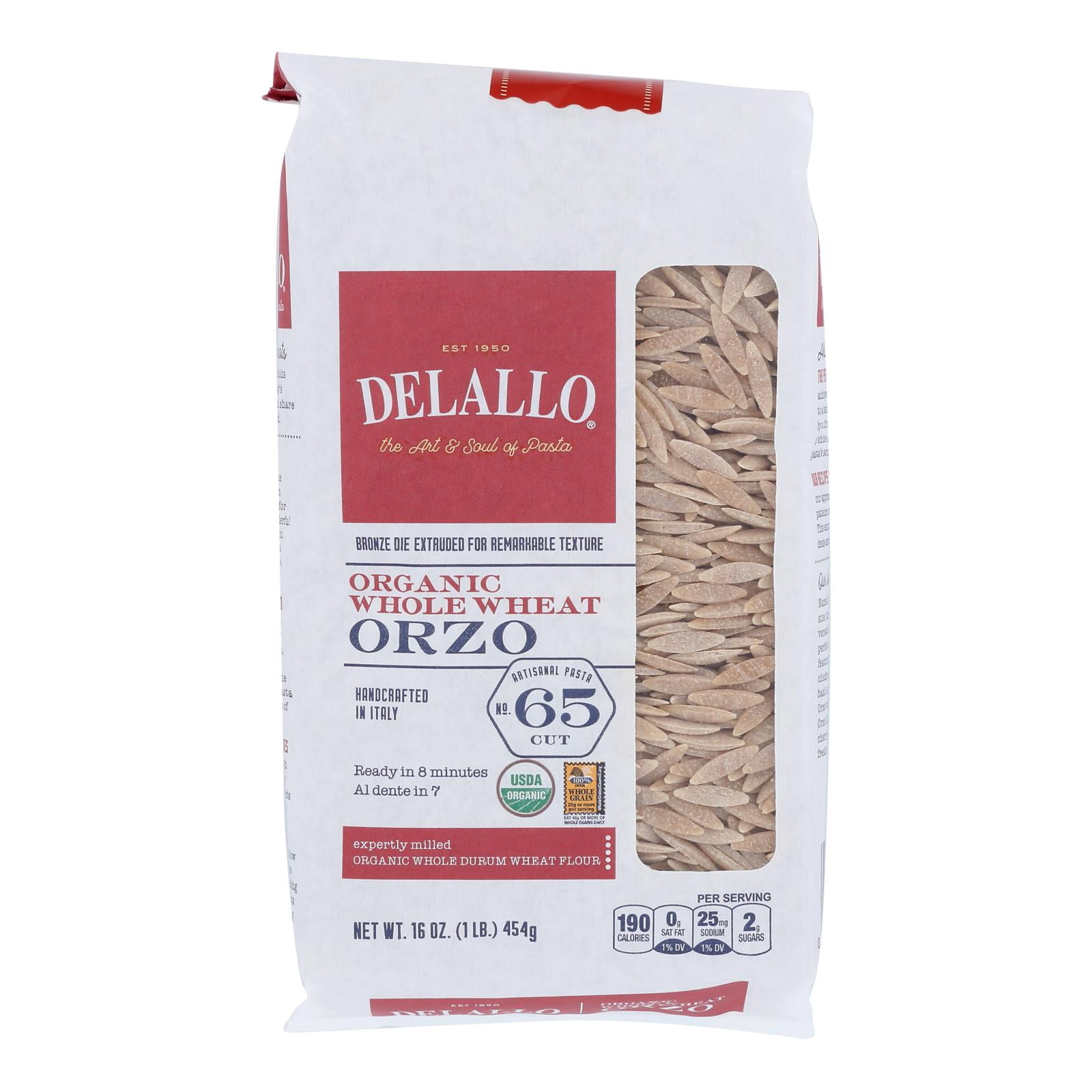 Delallo - Pasta Organic Orzo Whole Wheat Number 65 - Case Of 12-16 ...