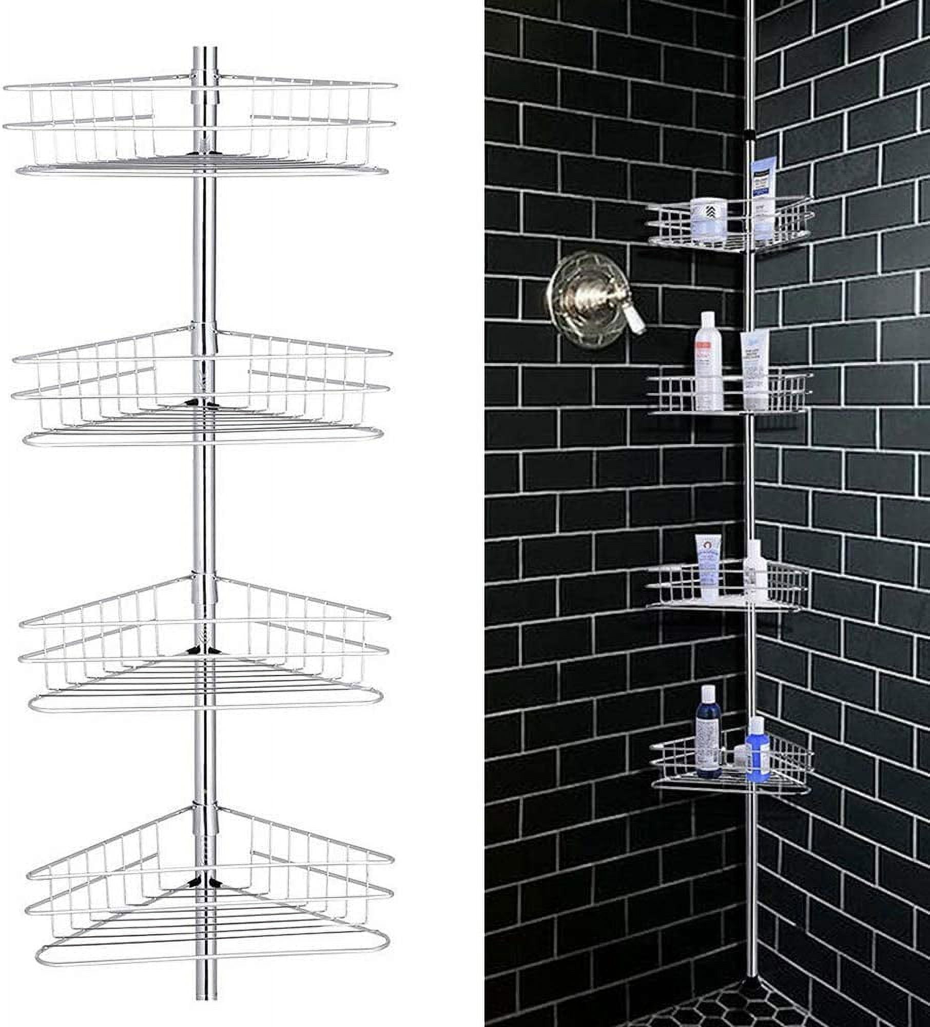 Delaman 4-Tier Adjustable Bathroom Shower Rack, Rustproof Storage ...