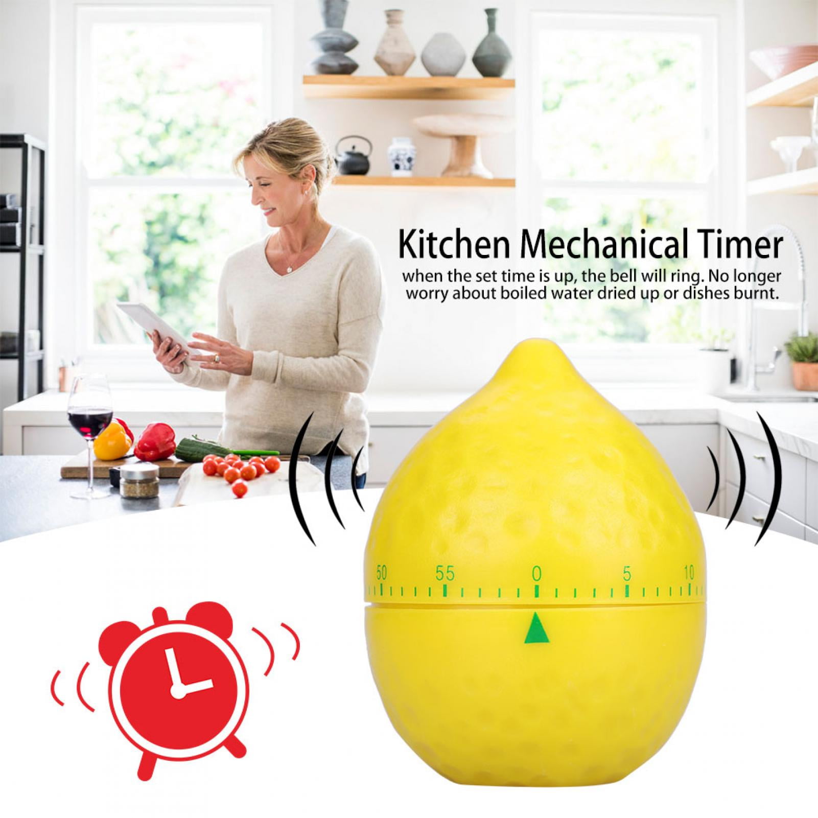 Delaman Lemon Shape Kitchen Timer, 60 Minute Mechanical, Manual ...