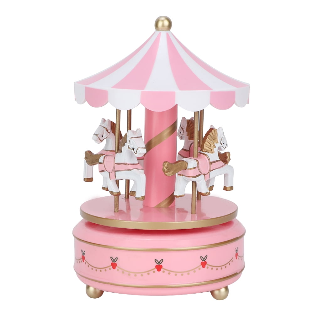 Delaman Carousel Music Box , 4 Horse Wooden Merry-Go-Round Music Box ...