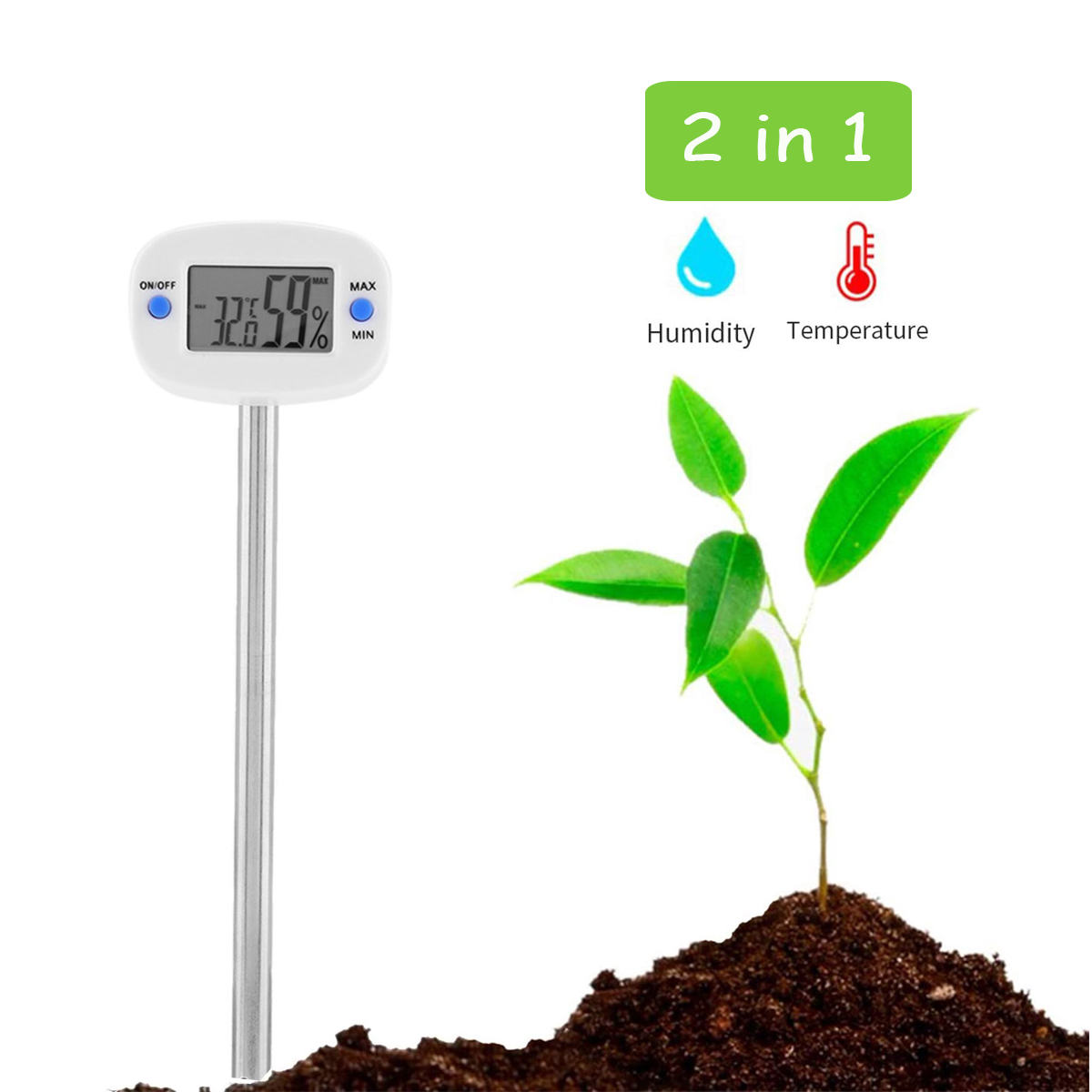 Delaman Soil Moisture Meter Monitor, Temperature Humidity Tester with ...
