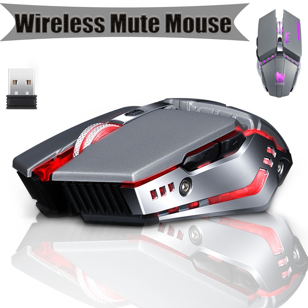 Delaman Wireless Gaming Mouse Rechargeable, 2.4G Silent Optical ...