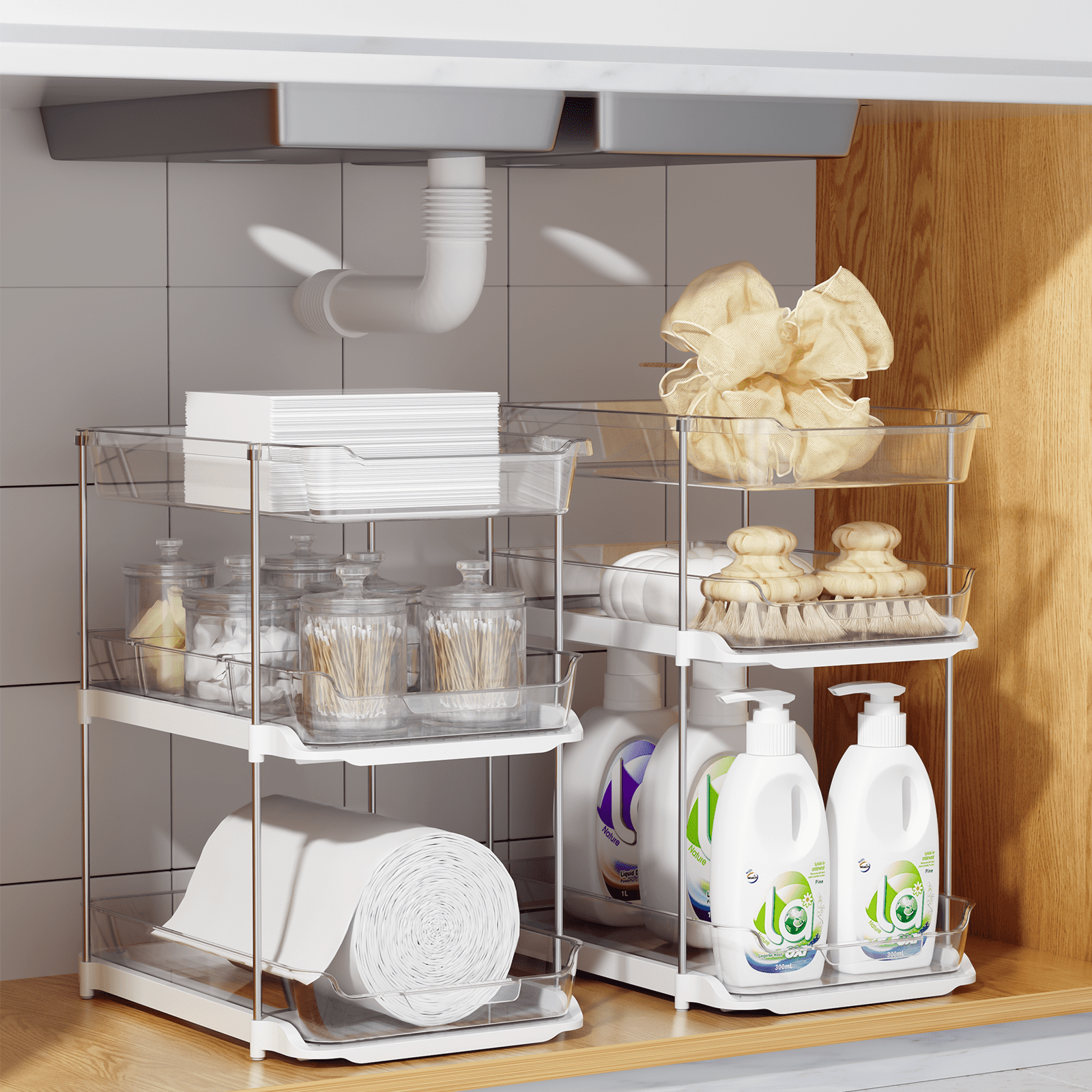 Delamu 2 Sets Of 3 Tier Bathroom Under Sink Organizers And Storage
