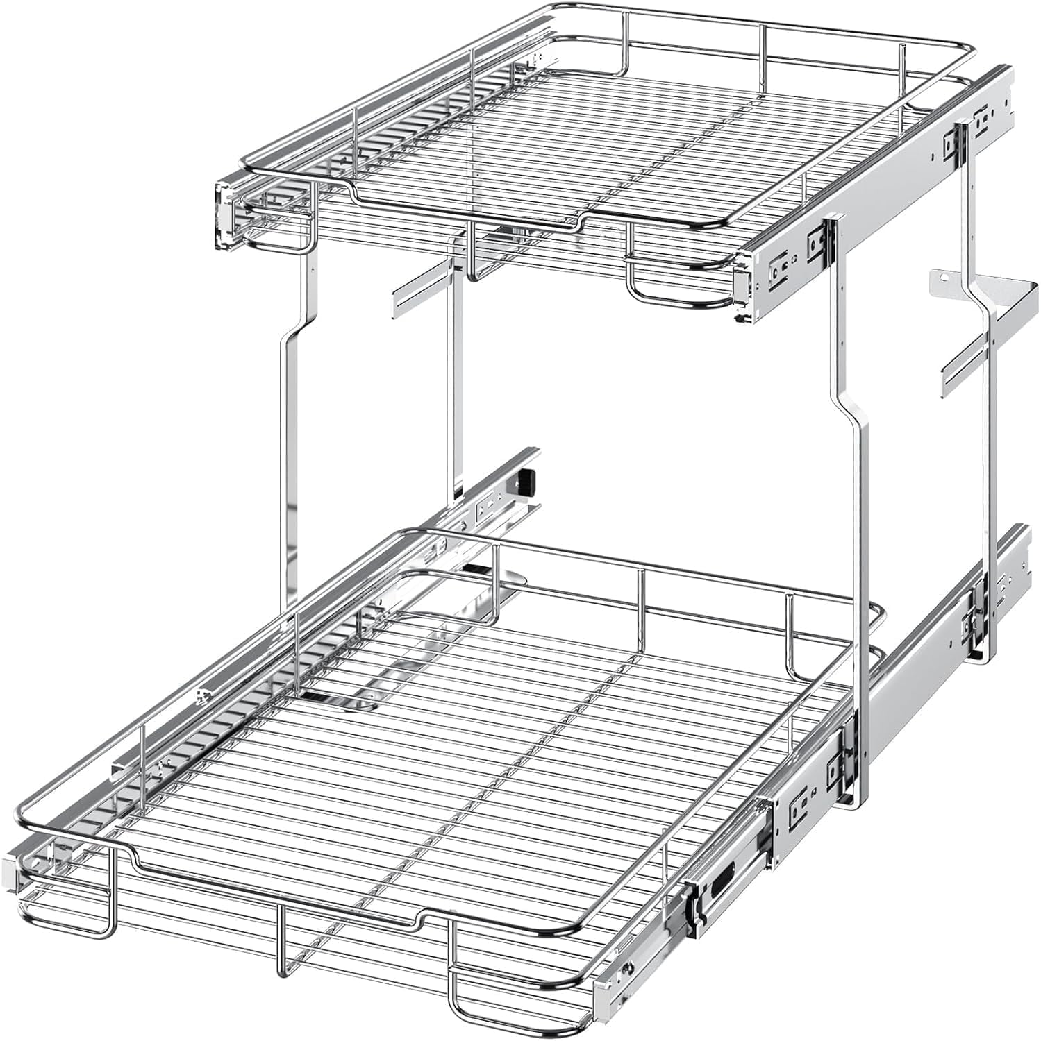 Mudeela 2 Tier Pull Out Cabinet Organizer, Heavy Duty Shelves for ...