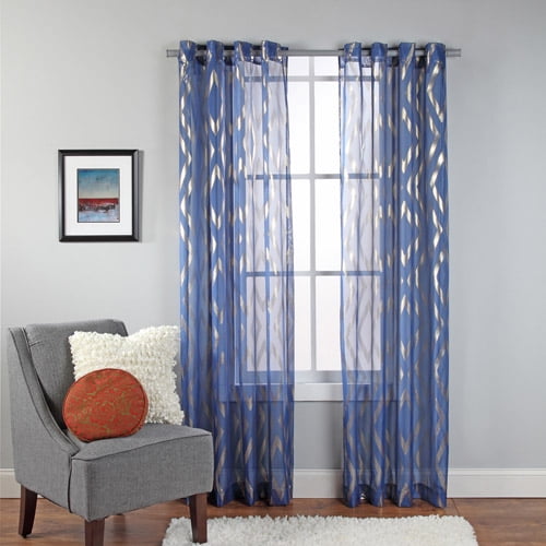 Delancey Metallic Print Sheer Grommet Window Panel - Walmart.com