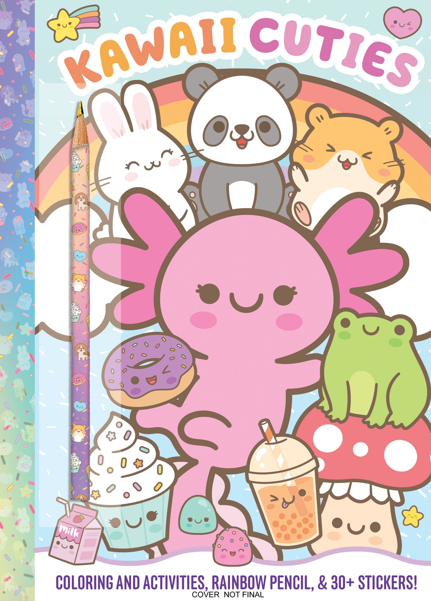 Kawaii Cuties: Coloring Book with Rainbow Pencil, 64 pages (Paperback ...