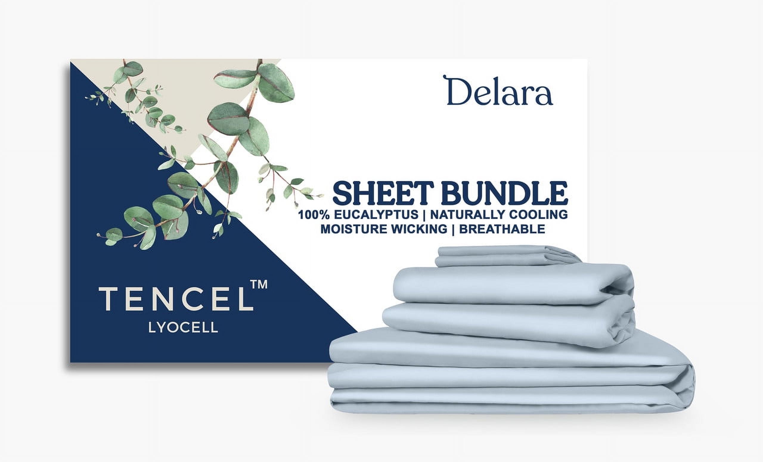 Delara 100% Eucalyptus Lyocell Tencel Bedding Sheet Bundle, Full Size 7 ...