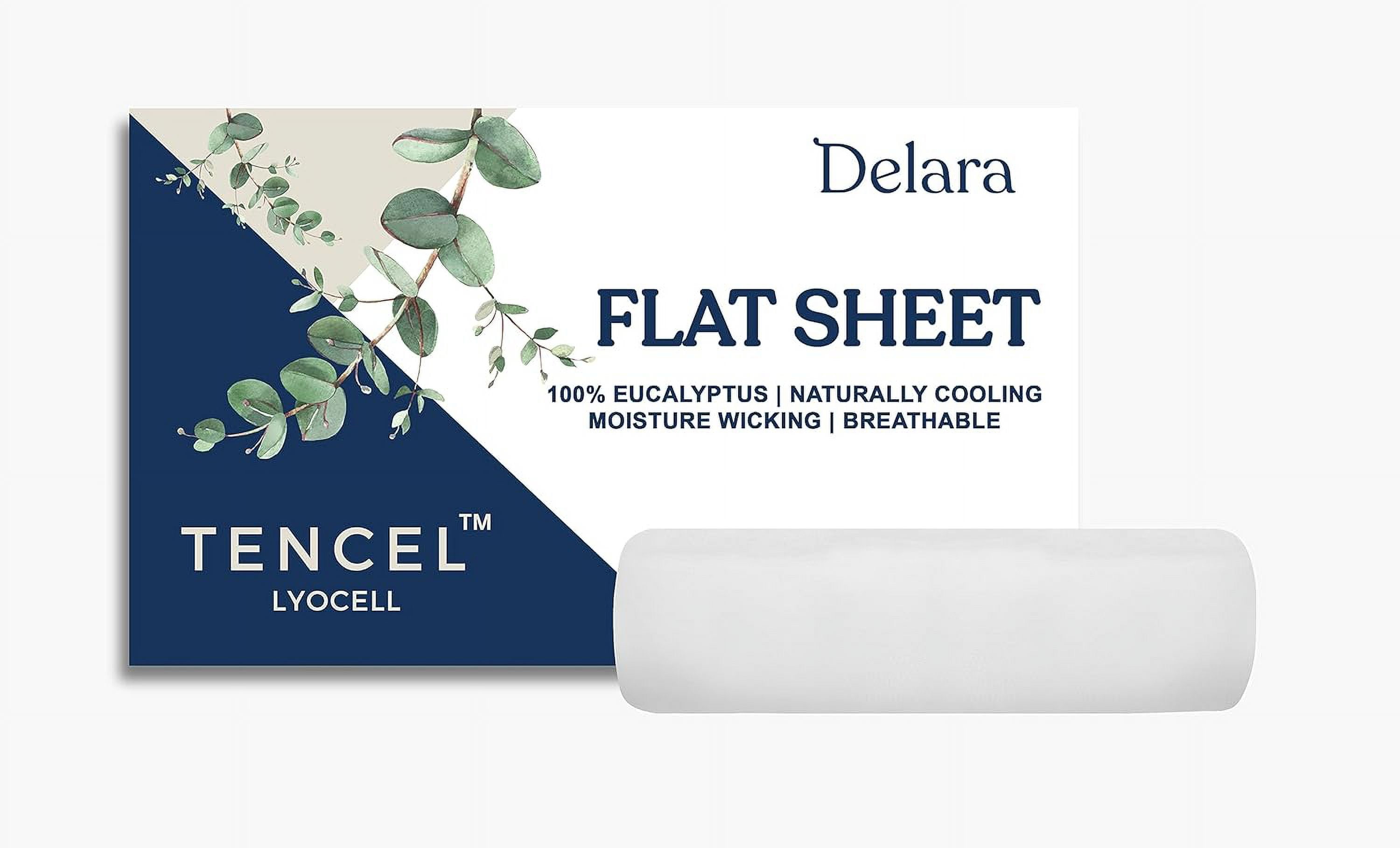 Delara 100% Eucalyptus Lyocell Tencel King Flat Sheet 108