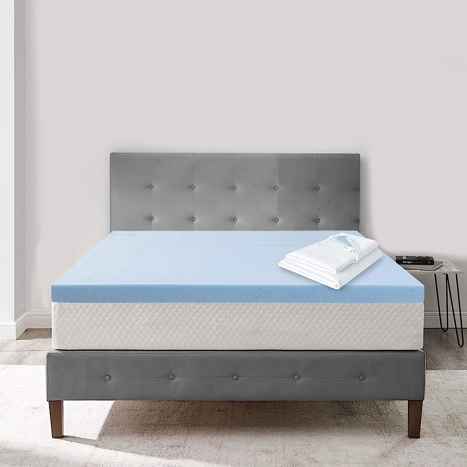 Delara 2 Inch Gel Infused Memory Foam Mattress Topper with Cooling ...