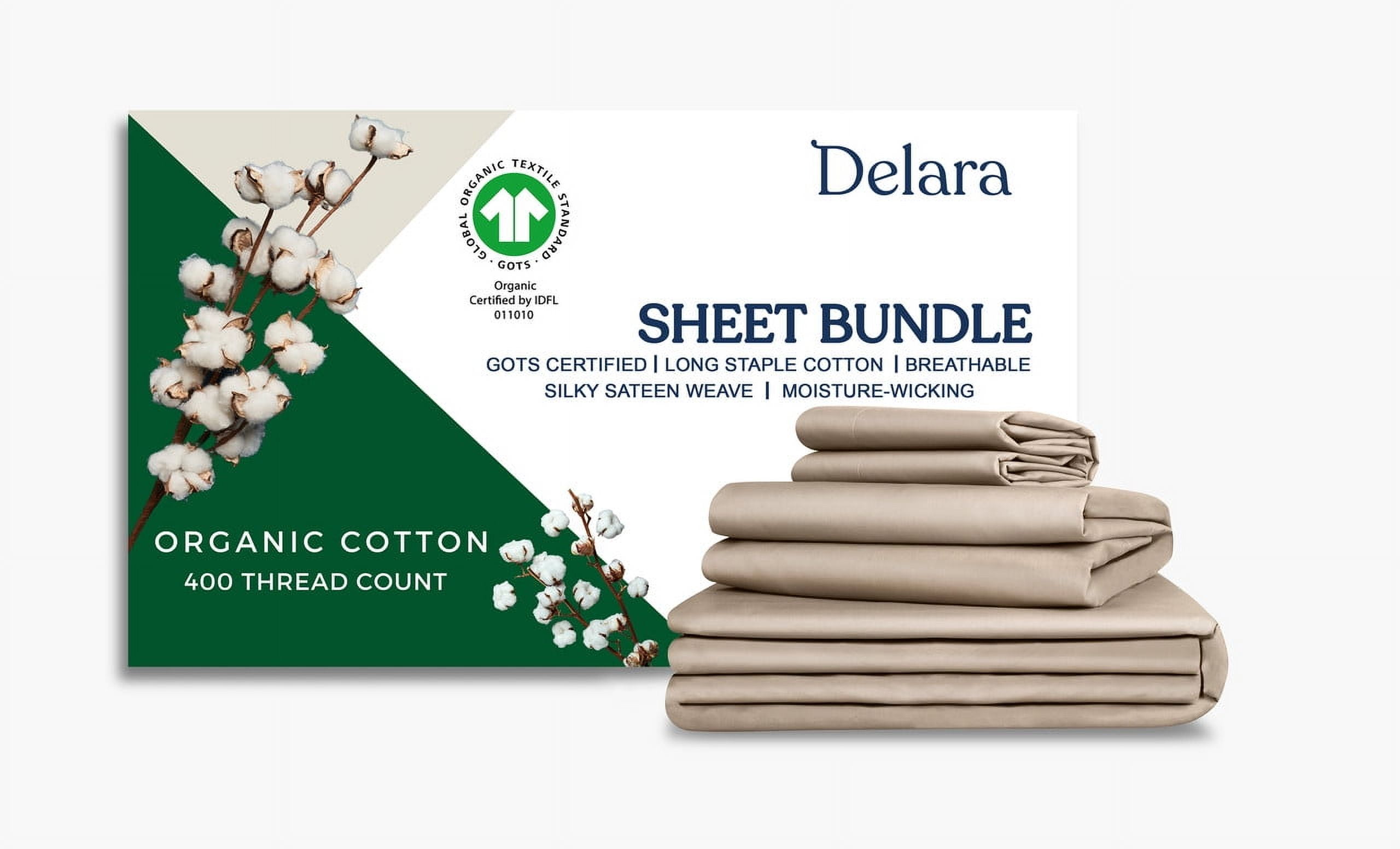 Delara Organic Cotton Bedding - Thread Count Queen Set - Walmart.com