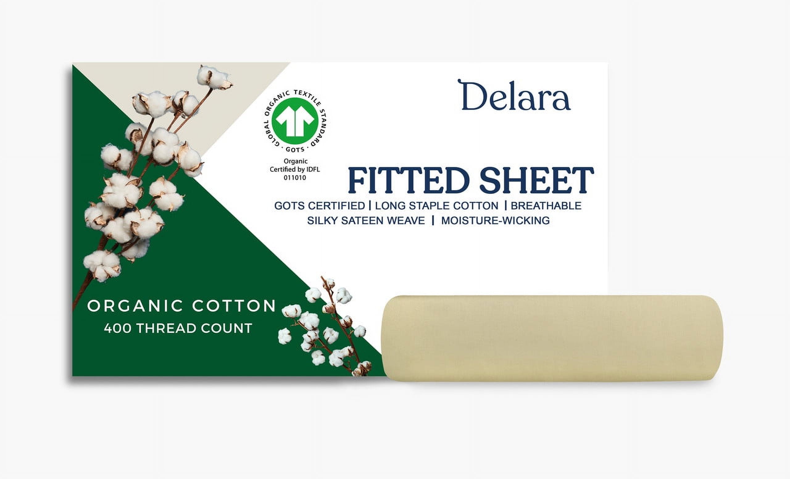 Delara GOTS Certified 100% Organic Cotton Full Fitted Sheet Only 54x75 ...