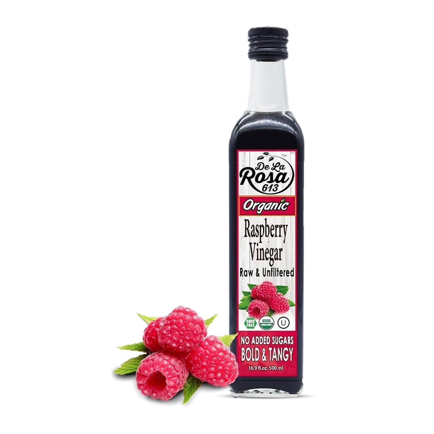 De La Rosa Organic Raspberry Vinegar, Raw & Unfiltered, 16.9 oz ...