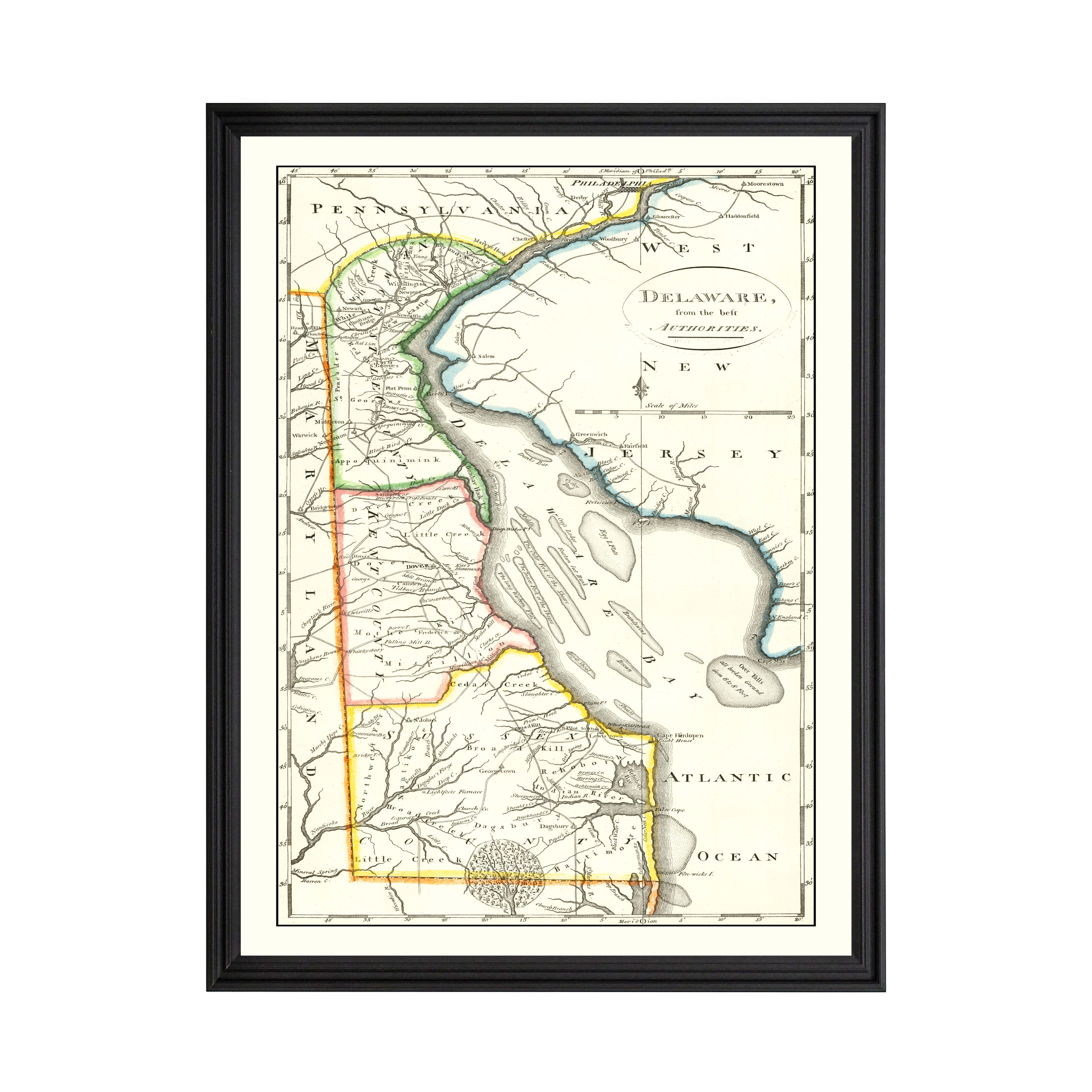 Delaware Art, 1814 Vintage Map of Delaware History Wall Decor Gift, Old ...