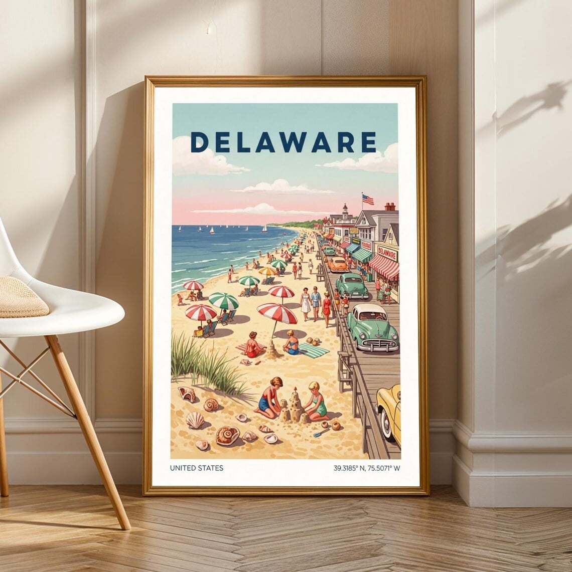 Delaware Beach Scene Poster - Delaware Wall Art - Us State Poster - Us ...