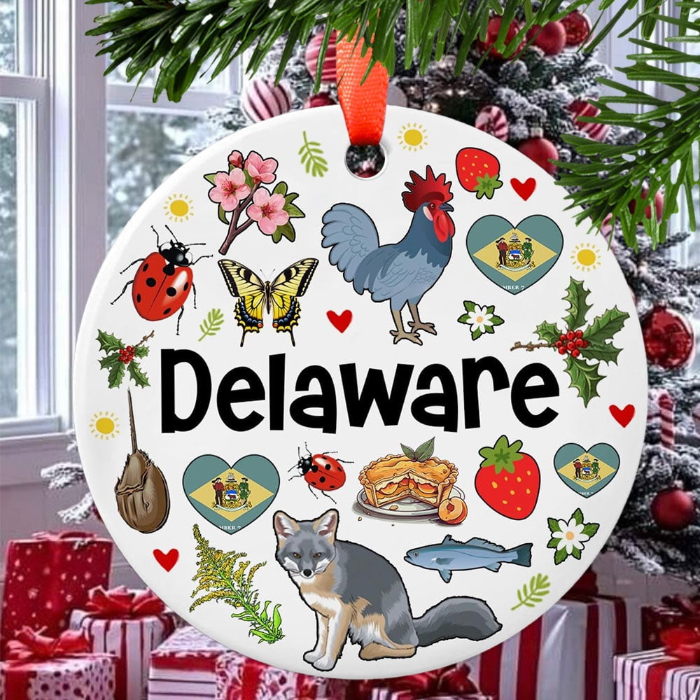 Delaware Christmas Ornament, Ceramic/Acrylic Ornament, Keepsake for ...
