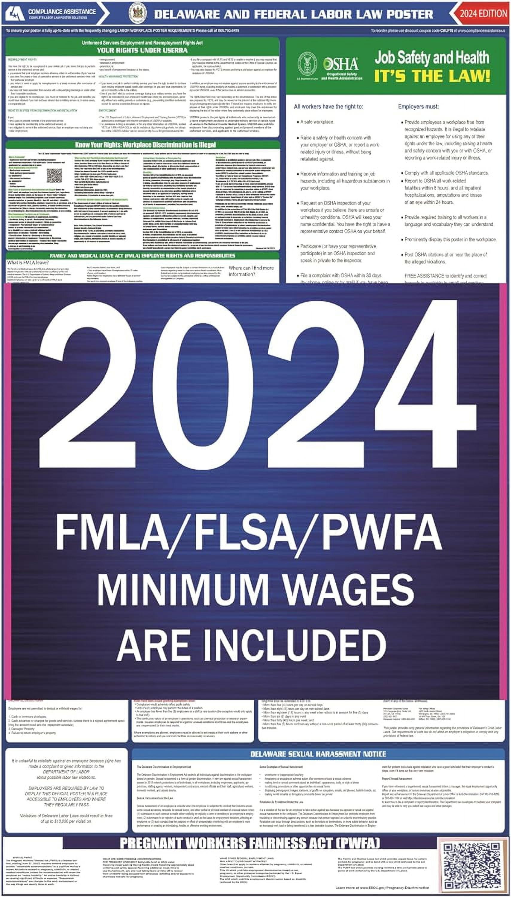 Delaware (DE) 2024 State Labor Law Poster - State, Federal and OSHA ...