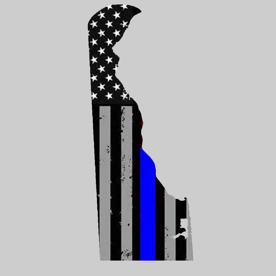 Delaware DE State Outline Blue Color Support Police Vinyl Sticker ...