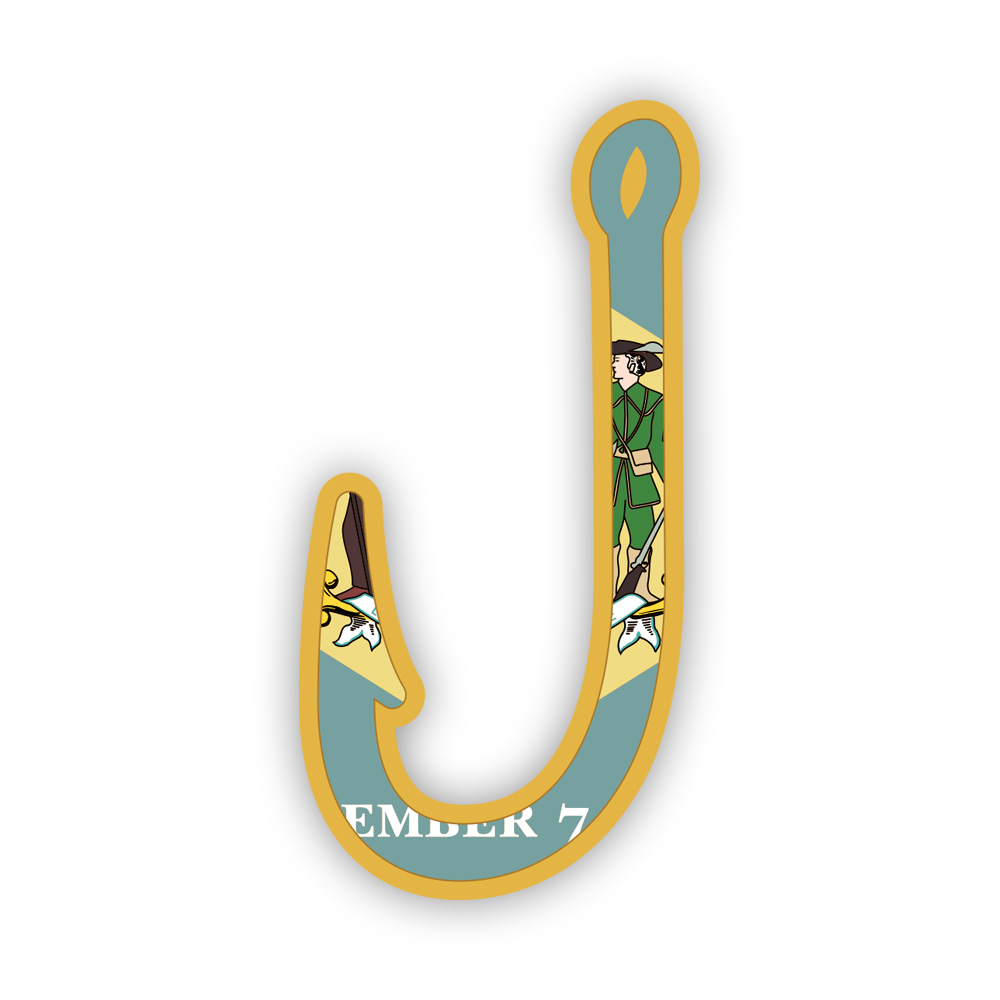 Delaware Fish Hook Sticker Decal - Self Adhesive Vinyl - Weatherproof ...