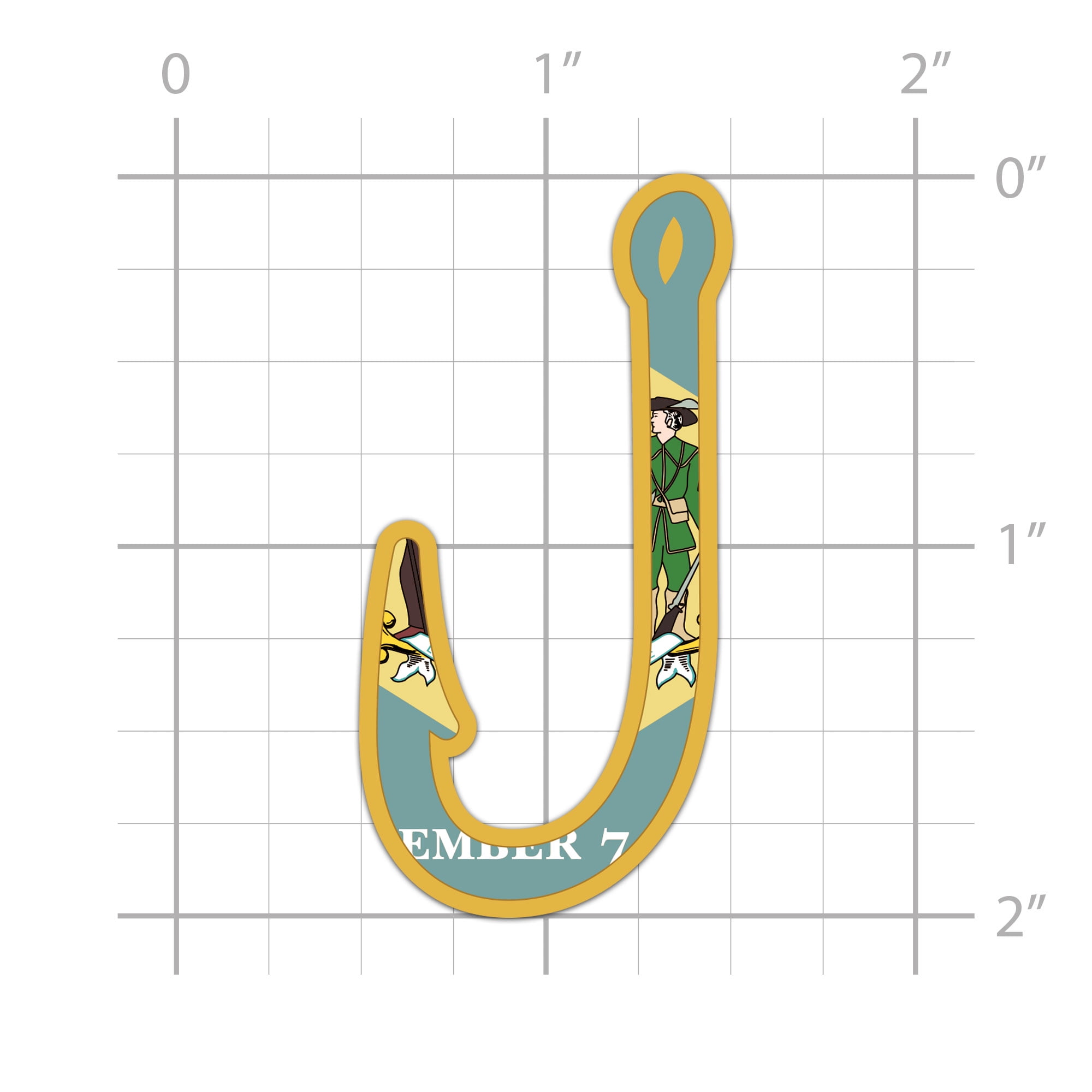 Delaware Fish Hook Sticker for water bottle phone tumbler hard hatflag ...