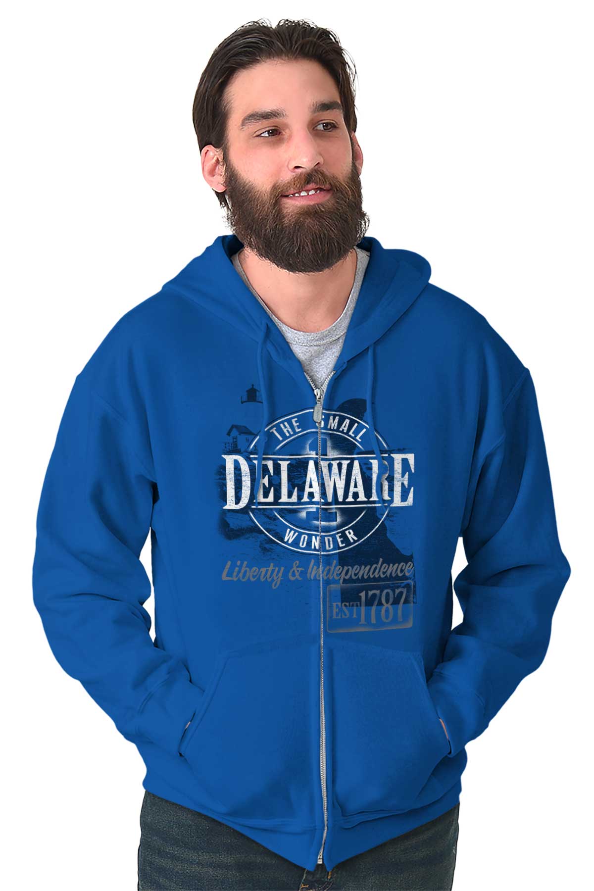Delaware Lighthouse Cool DE Map Shape Unisex Plus Size Zip Hoodie ...