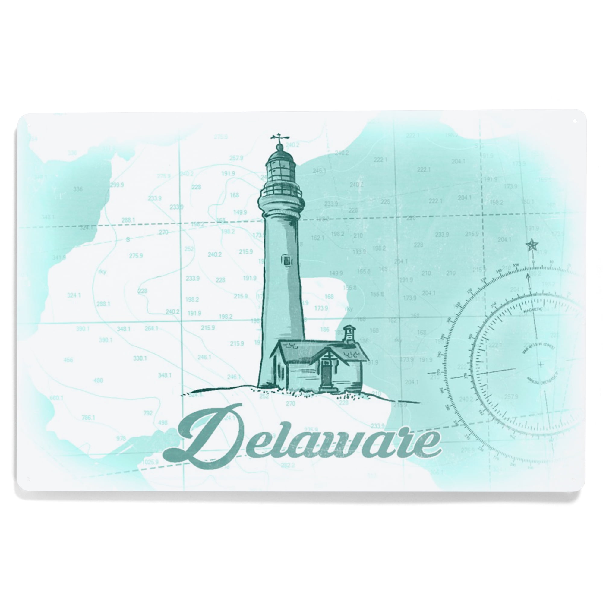 Delaware, Lighthouse, Teal, Coastal Icon (12x18 Aluminum Art, Indoor ...